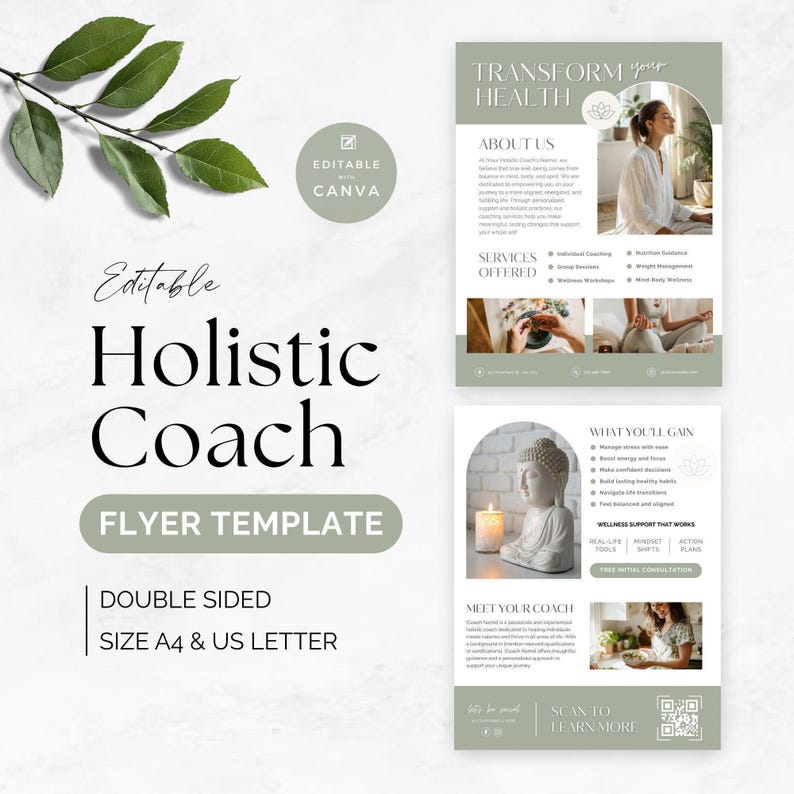 Wellness Coach Flyer, Holistic Therapy Service Promotion, Health and ...