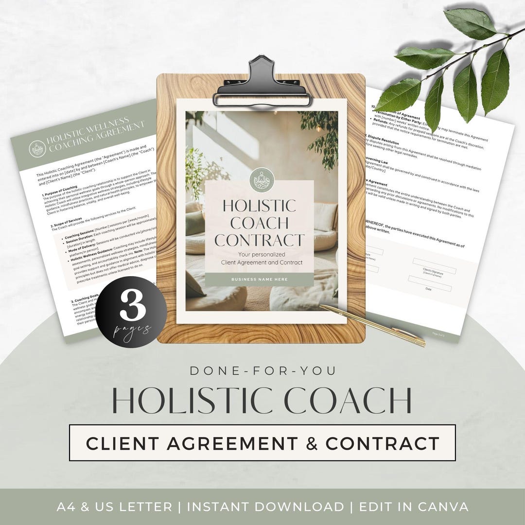Holistic Wellness Coach Client Agreement, Contract for Wellness ...