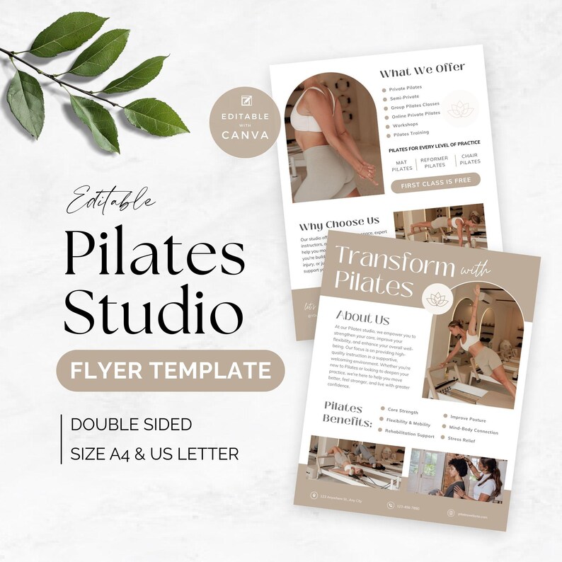 Pilates Flyer Template, Yoga Studio Flyer, Service Promotion, Health ...