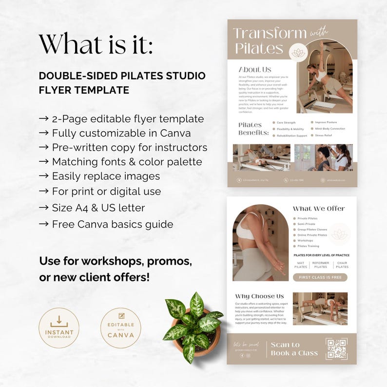 Pilates Flyer Template, Yoga Studio Flyer, Service Promotion, Health ...
