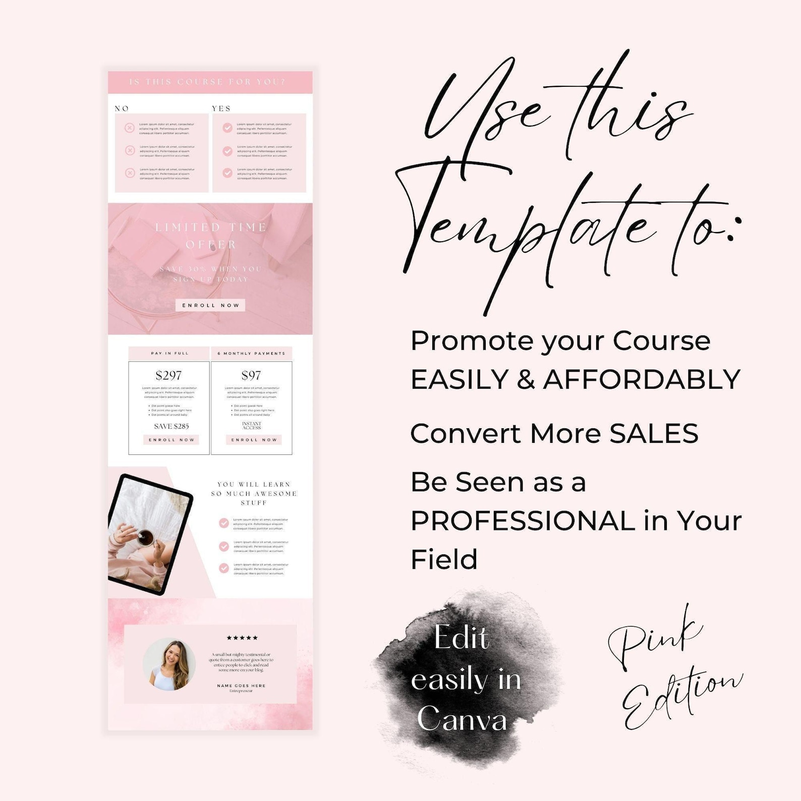 High Converting Sales Page Canva Template, Sales Page Template, Online ...
