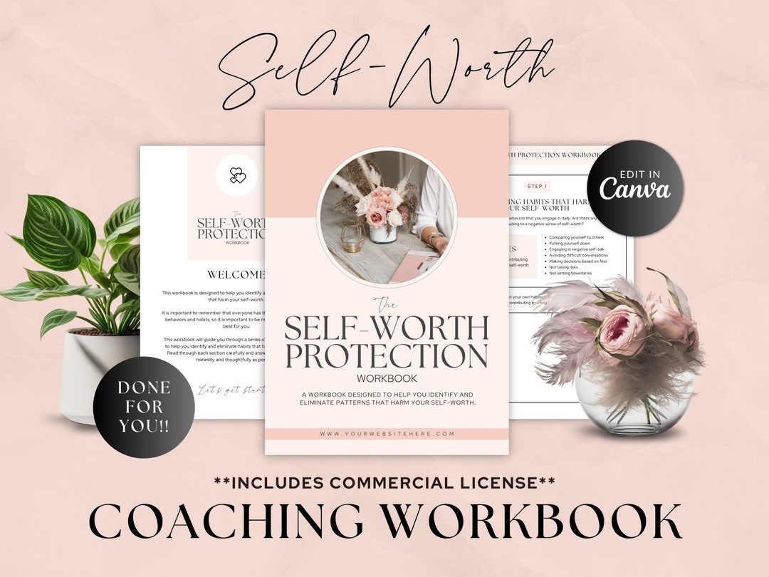 Self Worth Workbook, Coaching Worksheet Template Canva, Done for You ...