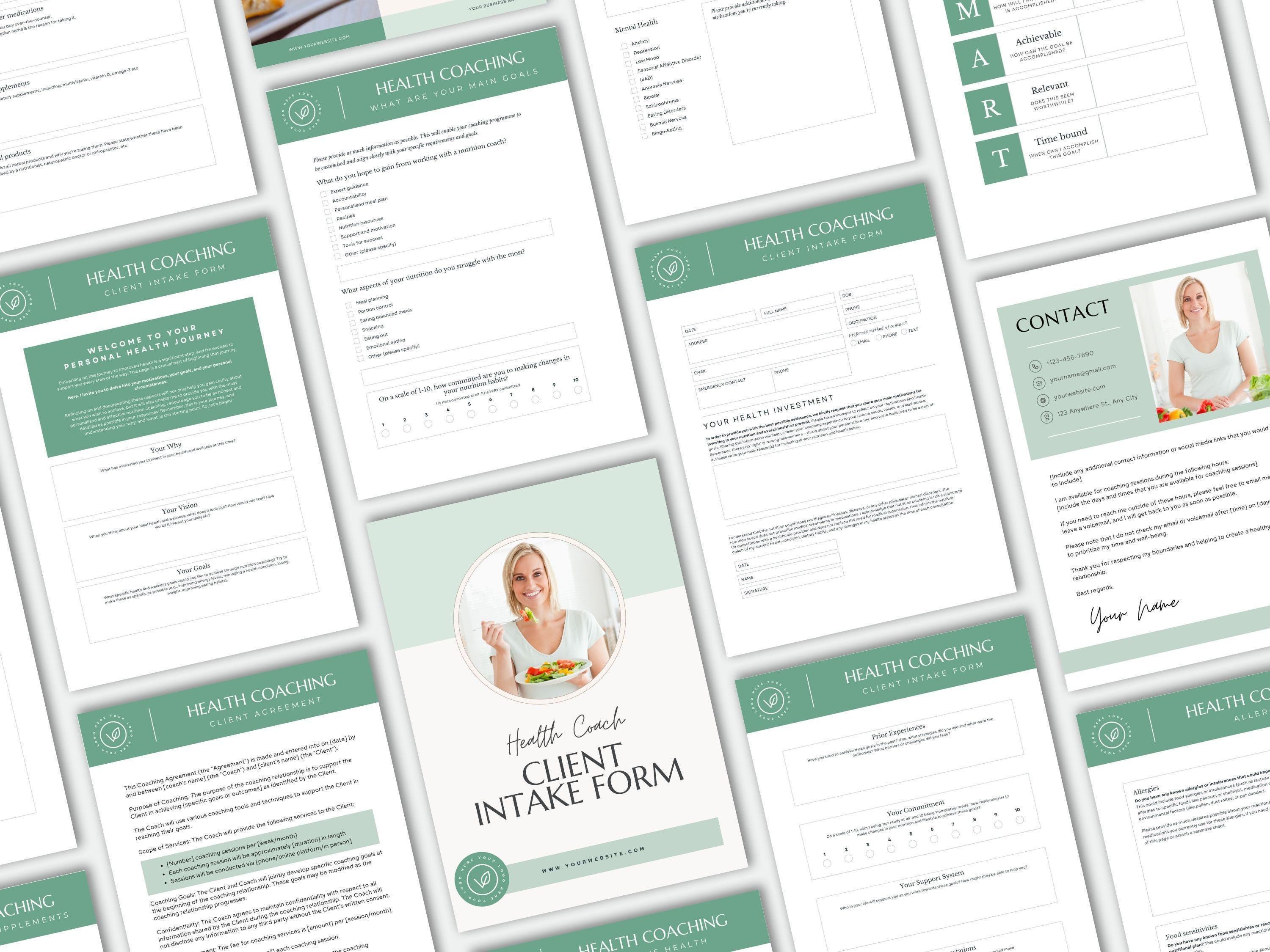 Health Coach Intake Form, Client Onboarding Questionnaire, PDF Fillable ...