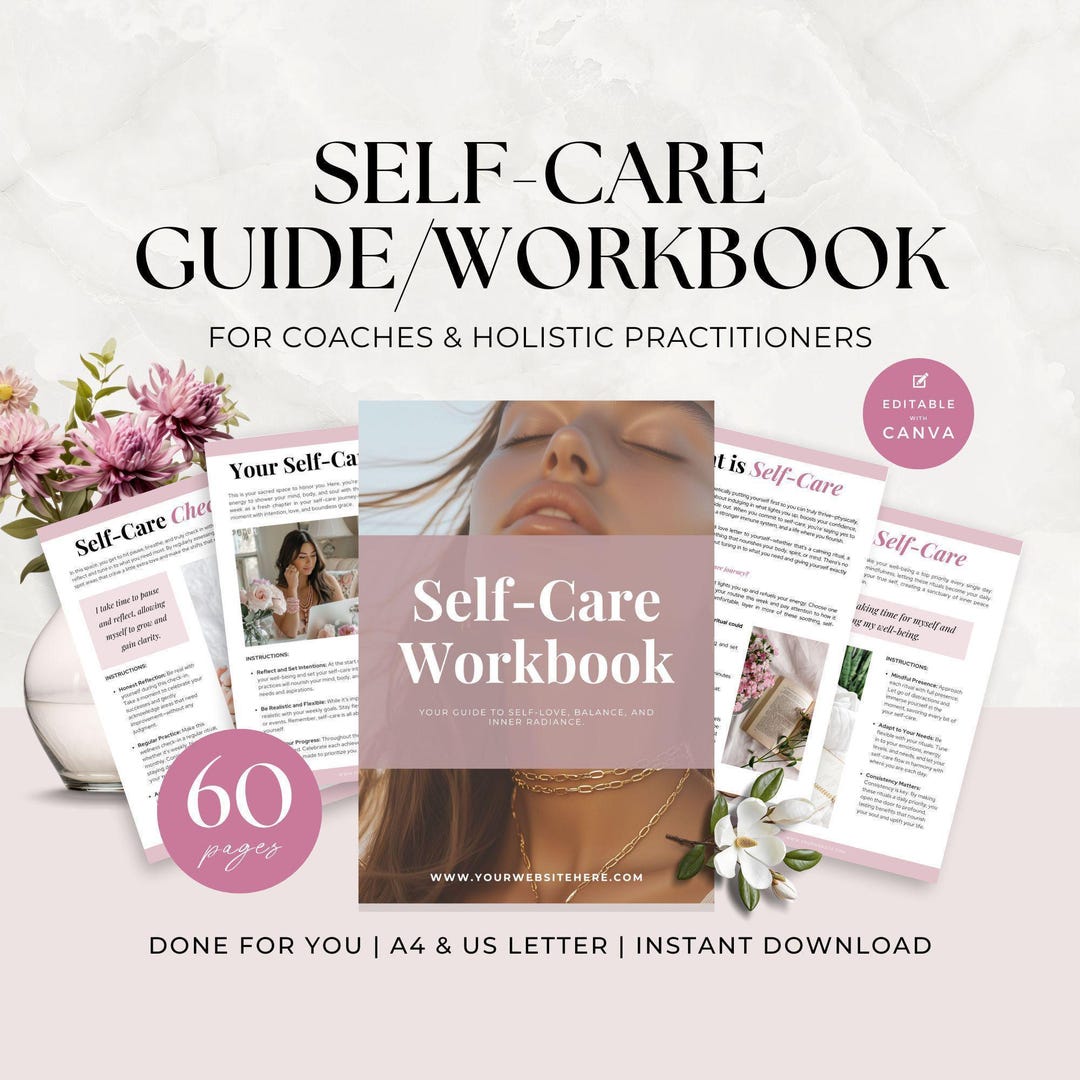 Self Care Guide and Workbook With Exercises, Includes Pre-written ...