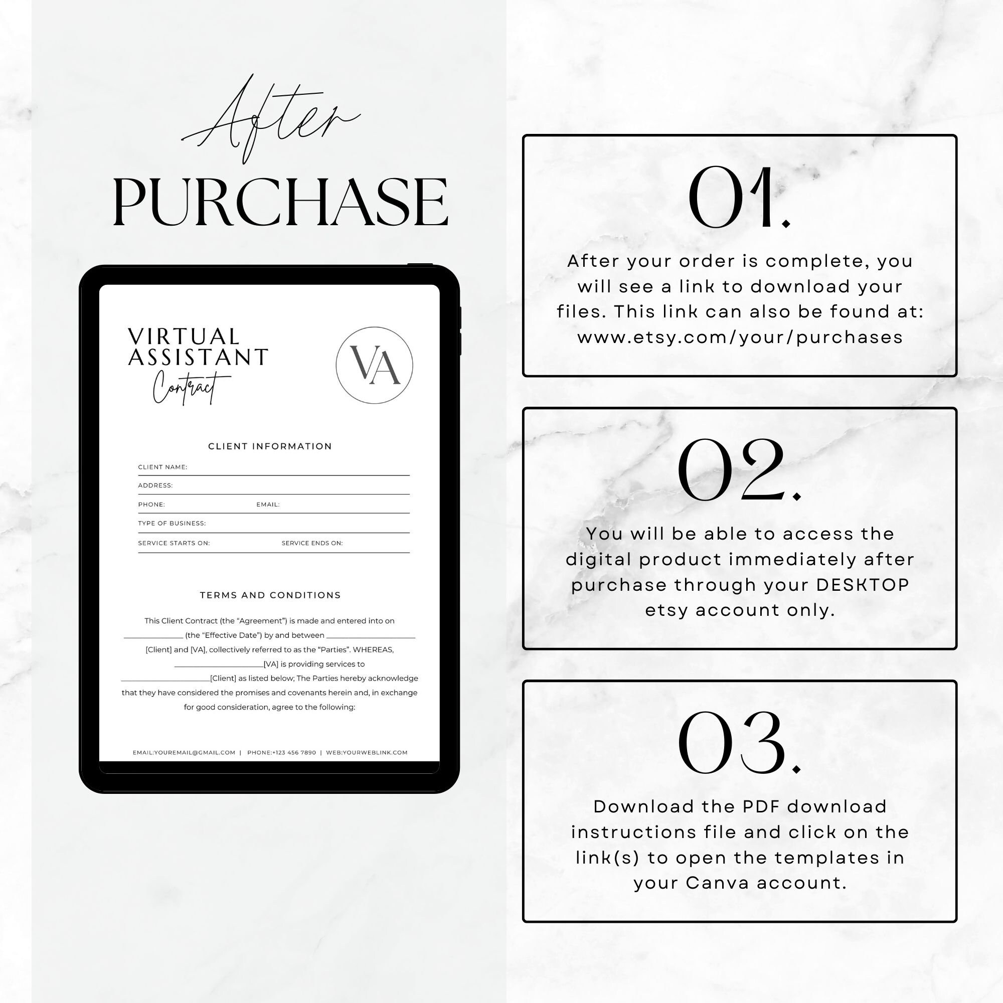 Virtual Assistant Contract Template Personal Assistant - Etsy