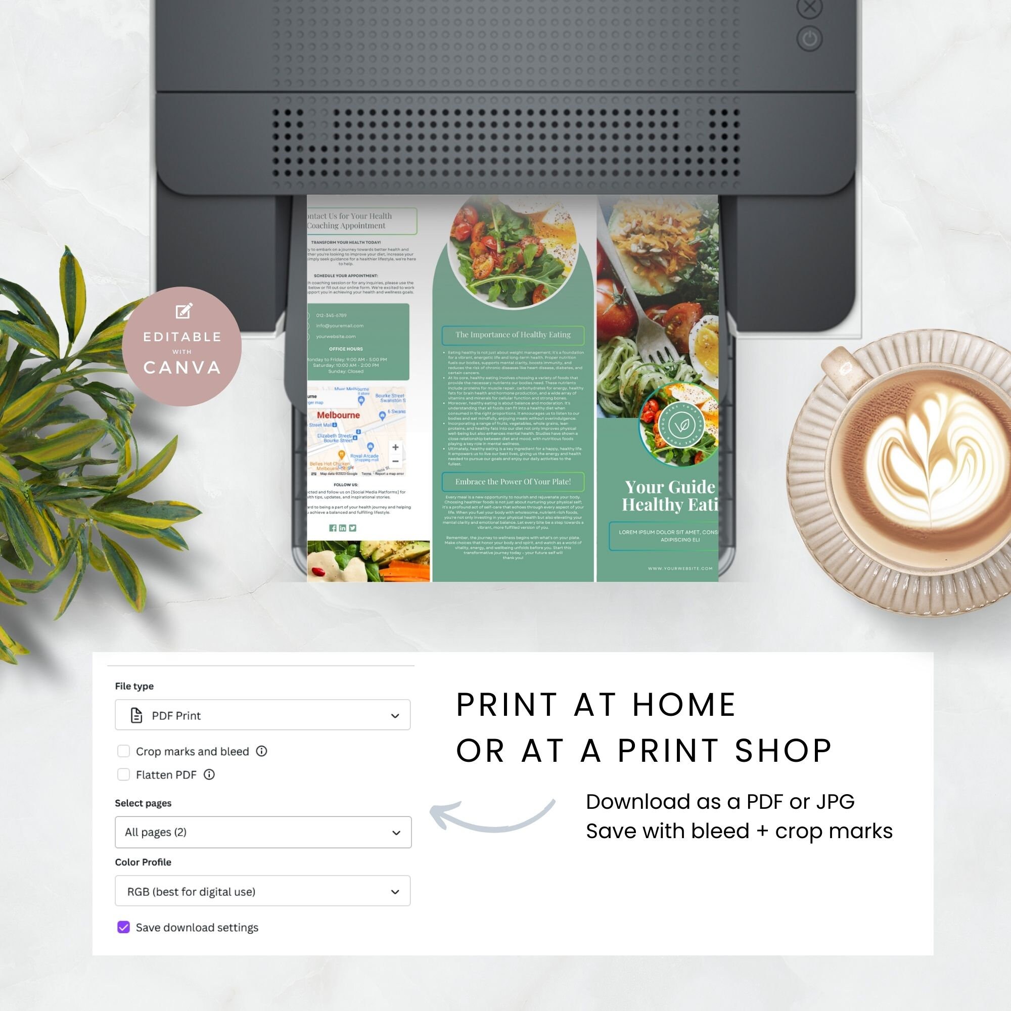 Health Coach Brochure Template Bundle, Nutrition Coaching Trifold ...