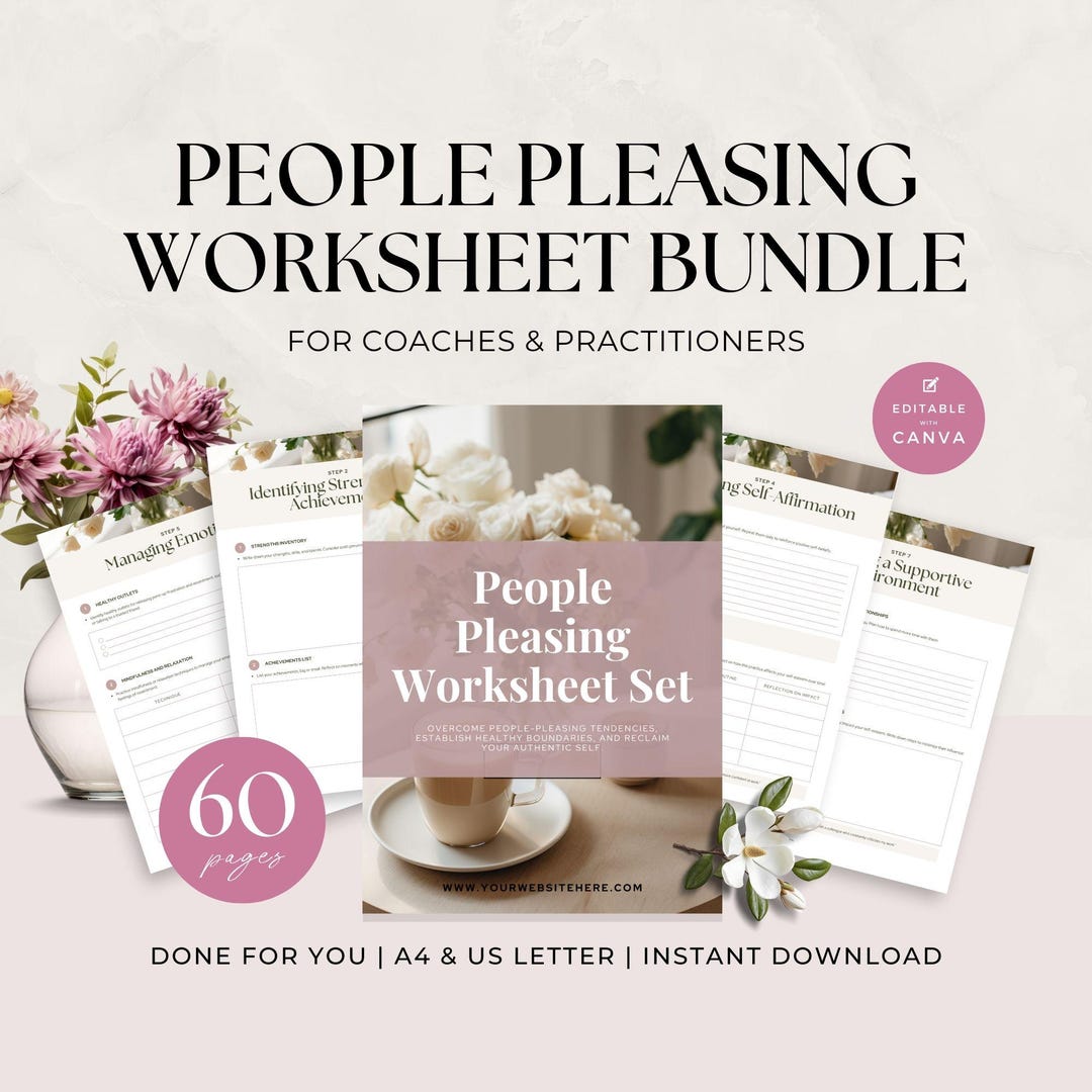 Overcoming People Pleasing Worksheet Bundle for Coaches, Counselors ...