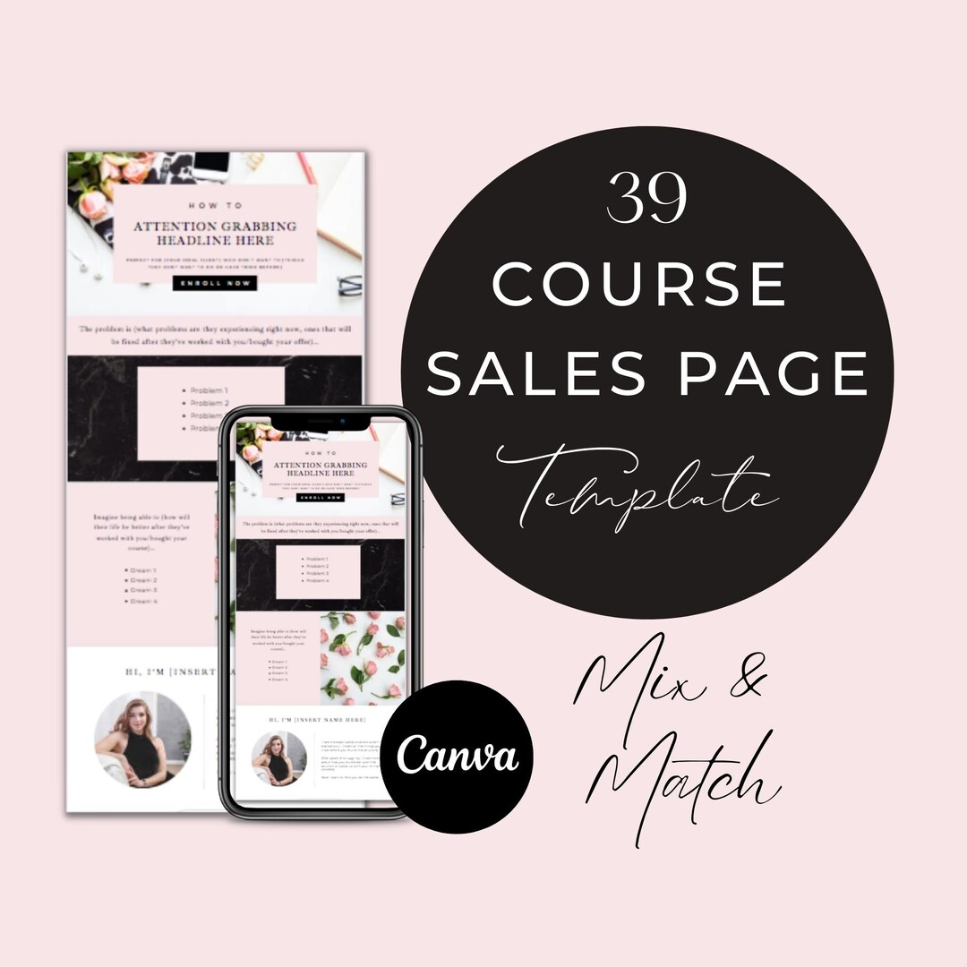 Online Course Sales Page Template Canva Canva Coaching Sales - Etsy