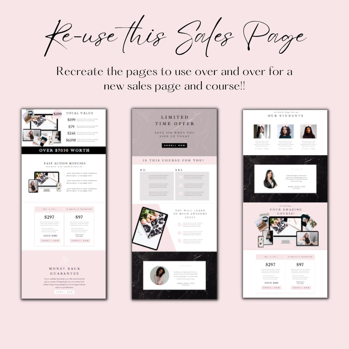 Online Course Sales Page Template Canva Canva Coaching Sales - Etsy