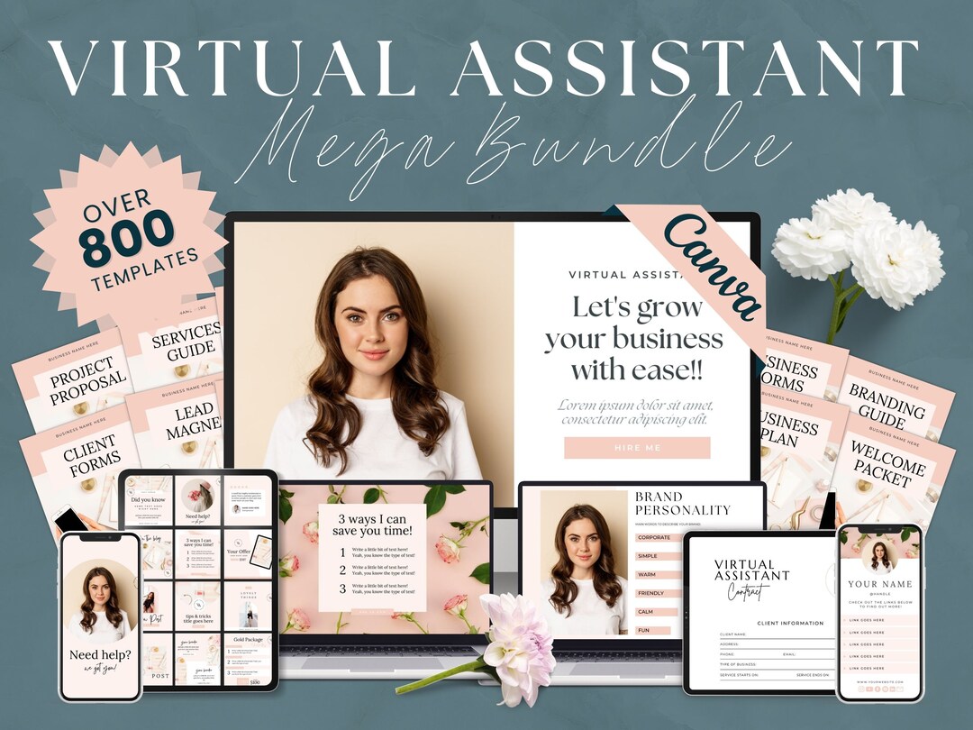 Virtual Assistant Template Bundle, Canva, VA Templates, Social Media ...
