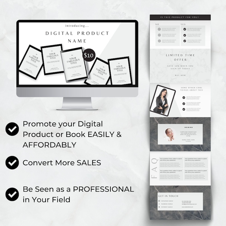 Sales Page Template for Product Canva, Canva Digital Product Sales Page ...