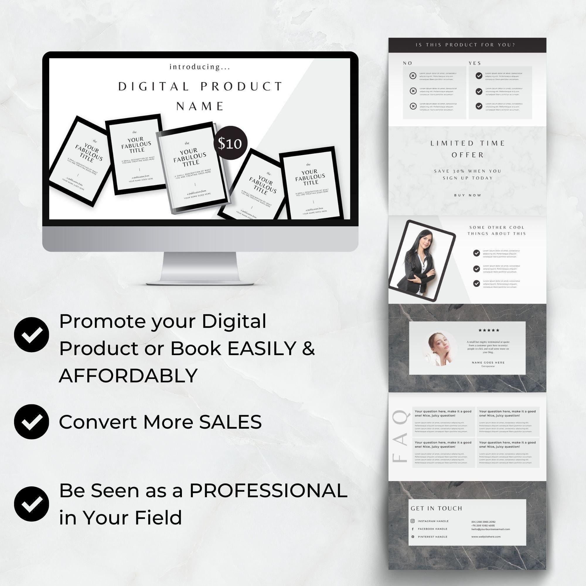 Sales Page Template for Product Canva, Canva Digital Product Sales Page ...