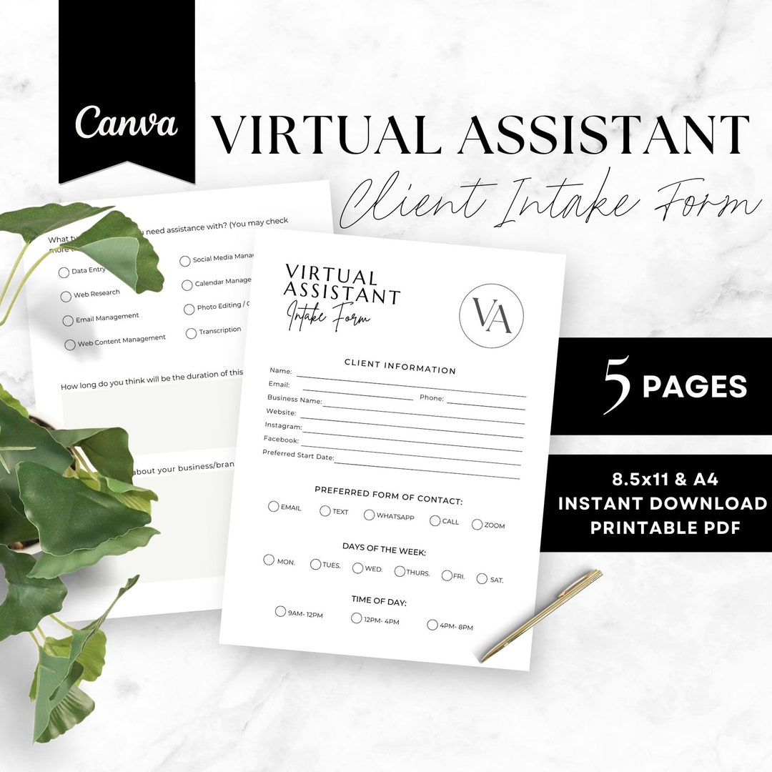 Virtual Assistant Intake Form, Client Onboarding Template, Personal Assistant Business, Social ...