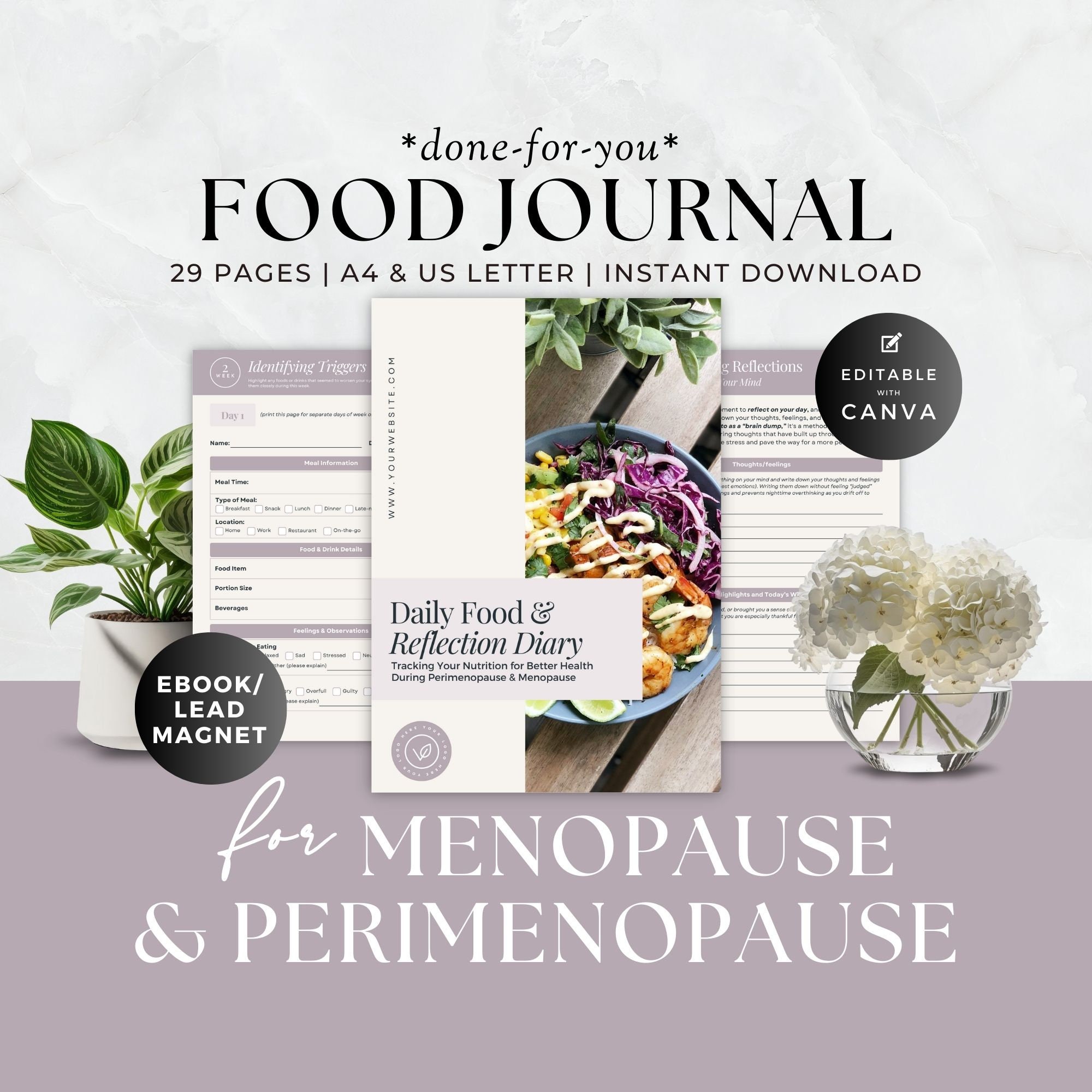 Perimenopause and Menopause Food Diary for Clients, Health Coach Lead ...