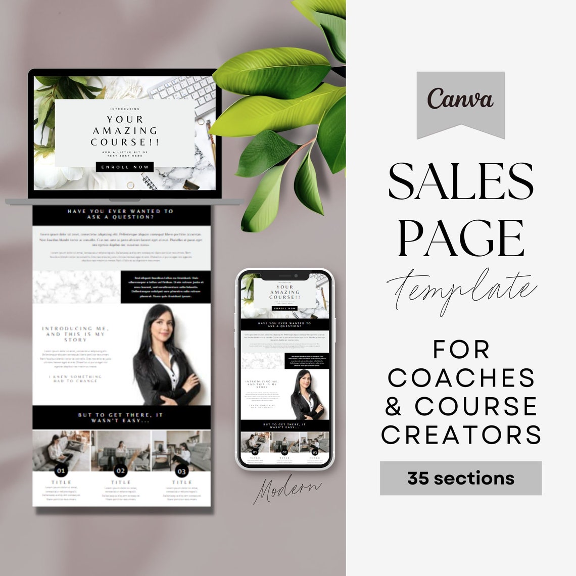 Sales Page Canva Template Coaching Course Sales Page Sales - Etsy