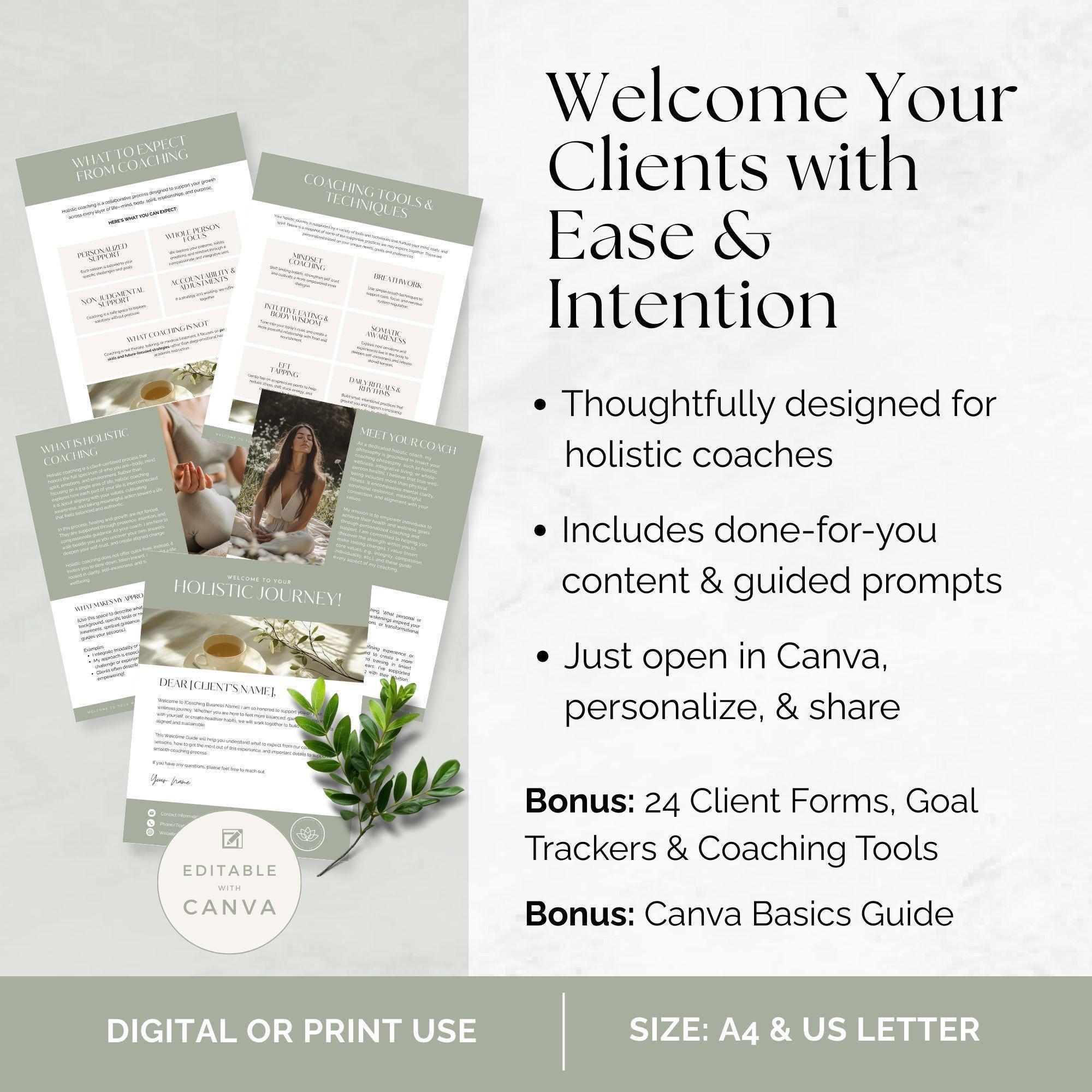 Holistic Coach Welcome Packet, Client Onboarding Guide, Wellness ...