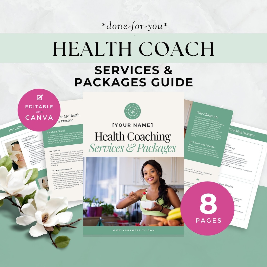 Health Coaching Package, Services and Pricing Guide, Client Onboarding ...