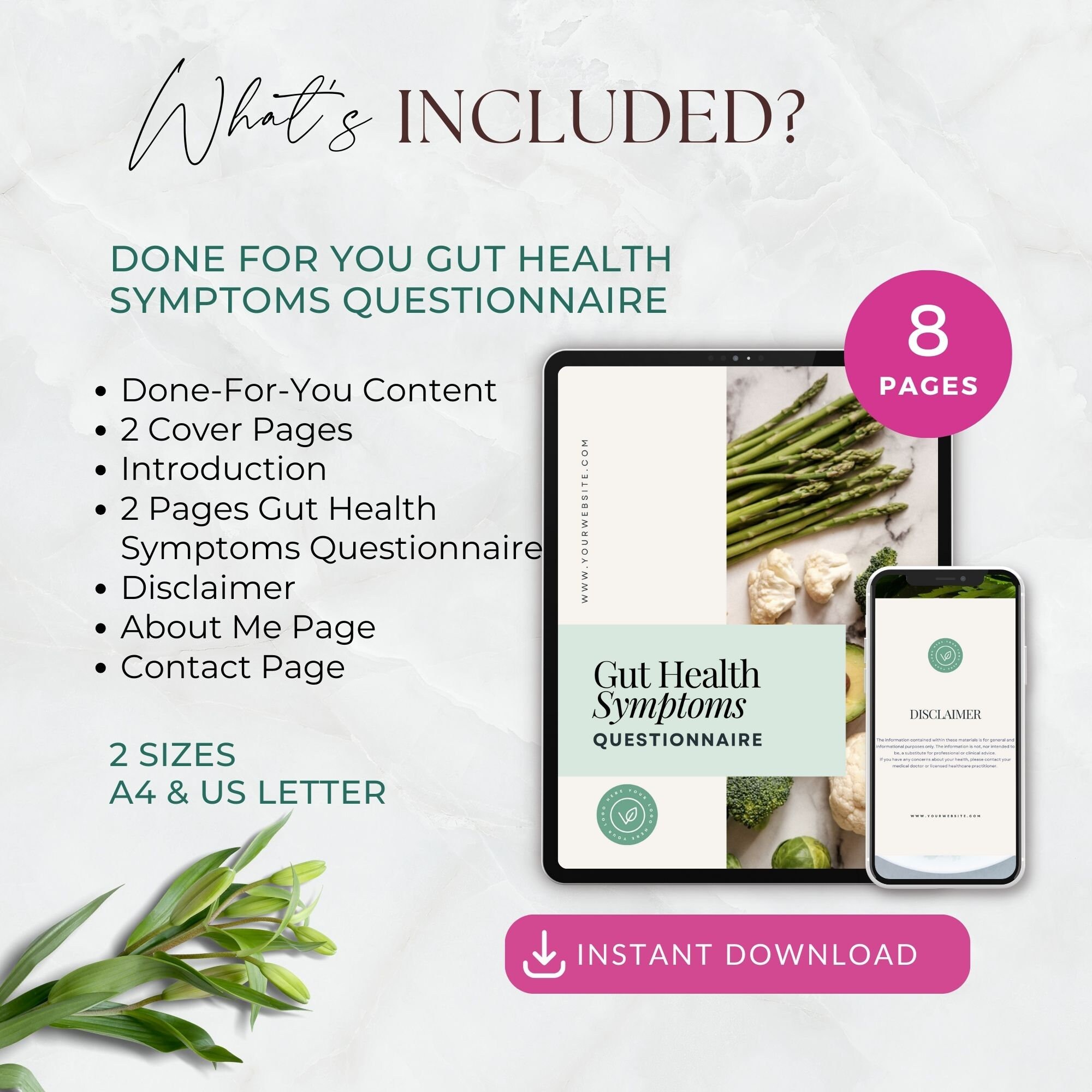 Gut Health Symptoms Questionnaire, Health Coach Intake Form, Client ...