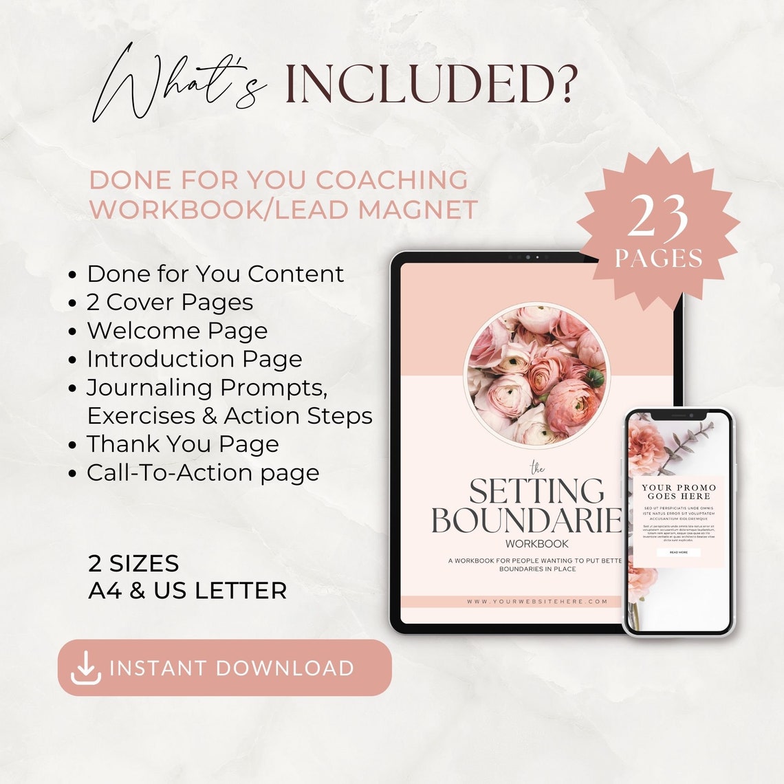 Setting Boundaries Worksheets, Coaching Workbook Template Canva ...