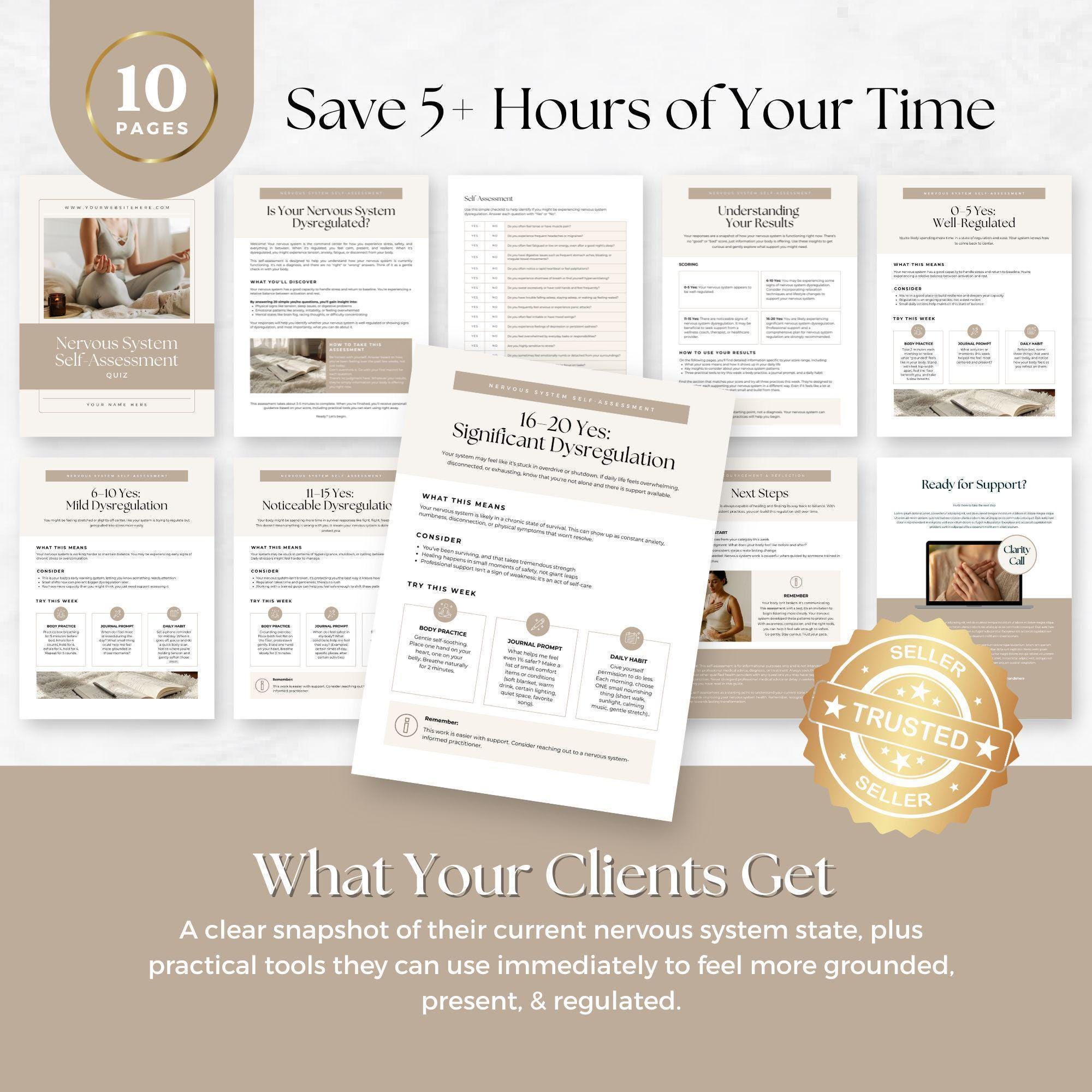 Nervous System Regulation Self-assessment Canva Template: Client Quiz ...