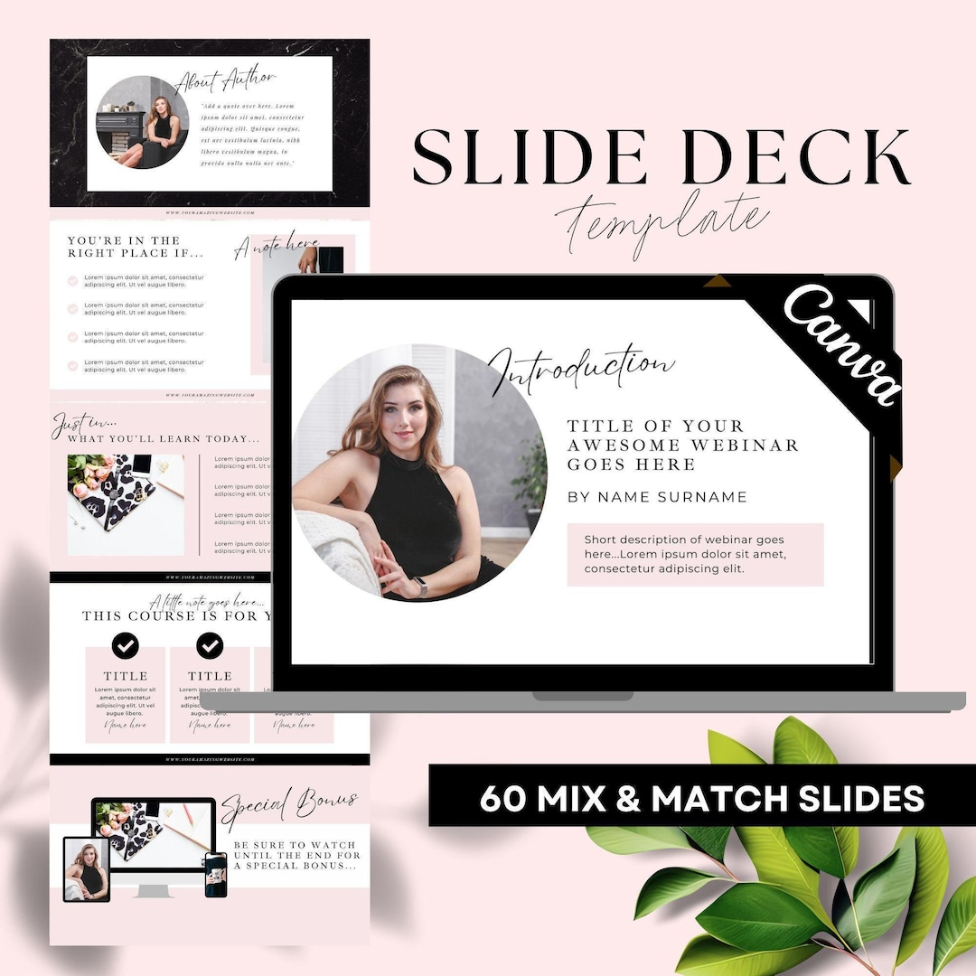 Course Slide Deck Template, Slide Deck Template Canva, Webinar Slide ...