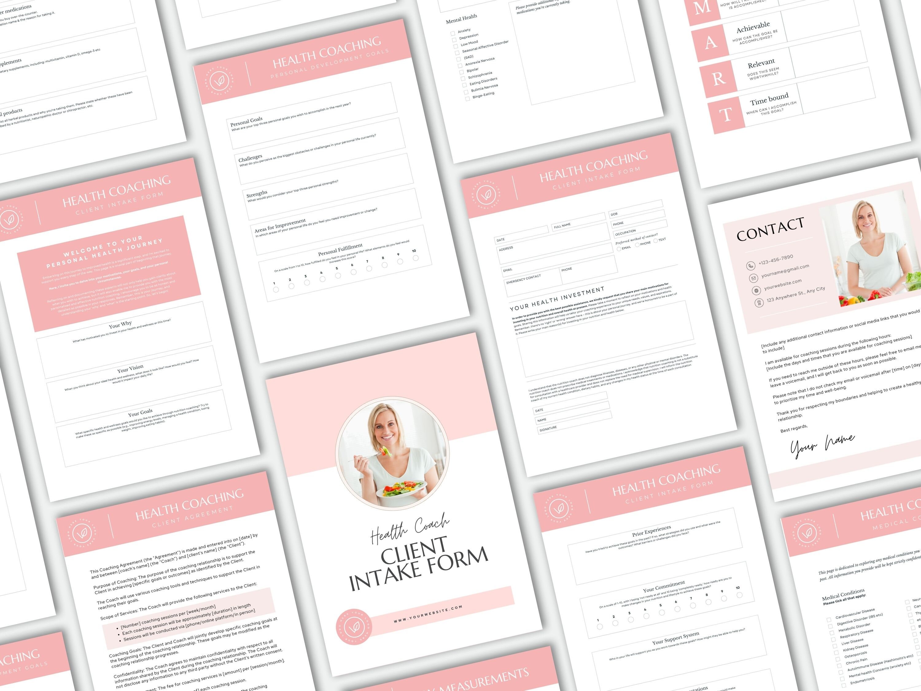 Health Coach Intake Form, Client Questionnaire, Consultation, Welcome ...