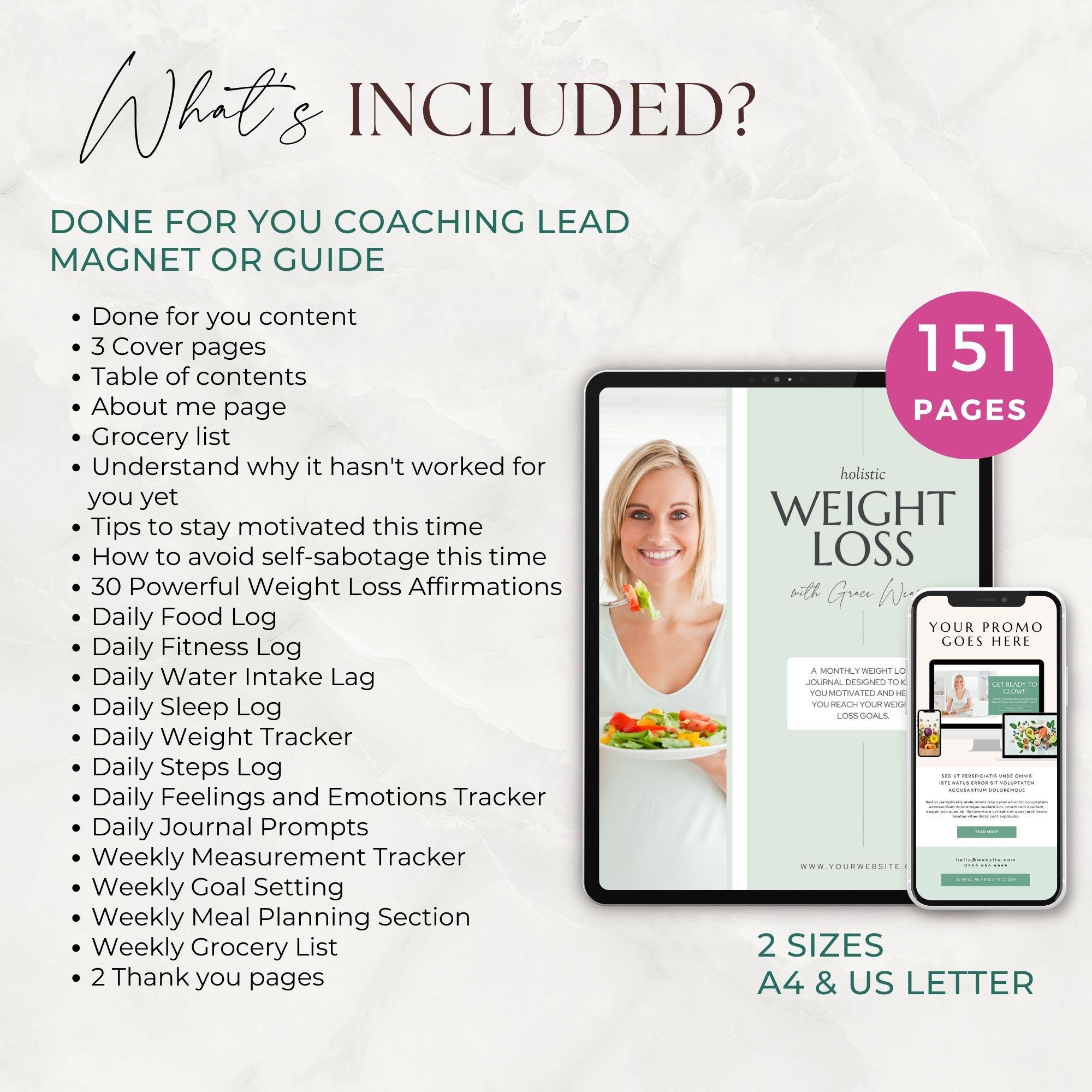 Health Coaching Program Template, Nutrition Coach, Nutritionist, Holistic Weight Loss Journal ...