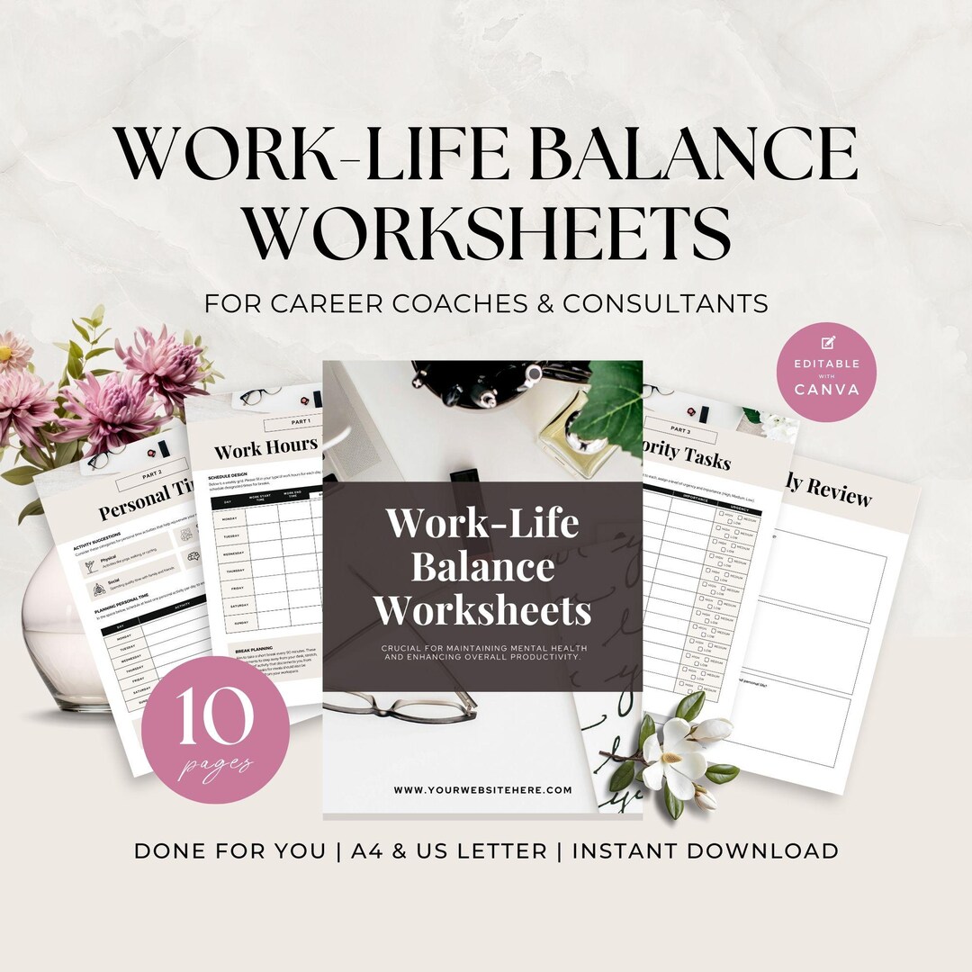 Work-life Balance Worksheet for Coaches, Counselors & Therapists ...