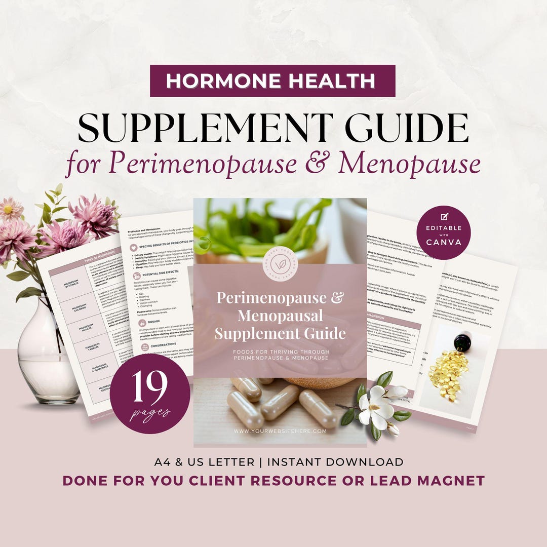 Perimenopause and Menopause Supplement Guide for Clients, Health Coach Lead Magnet, Done for You ...