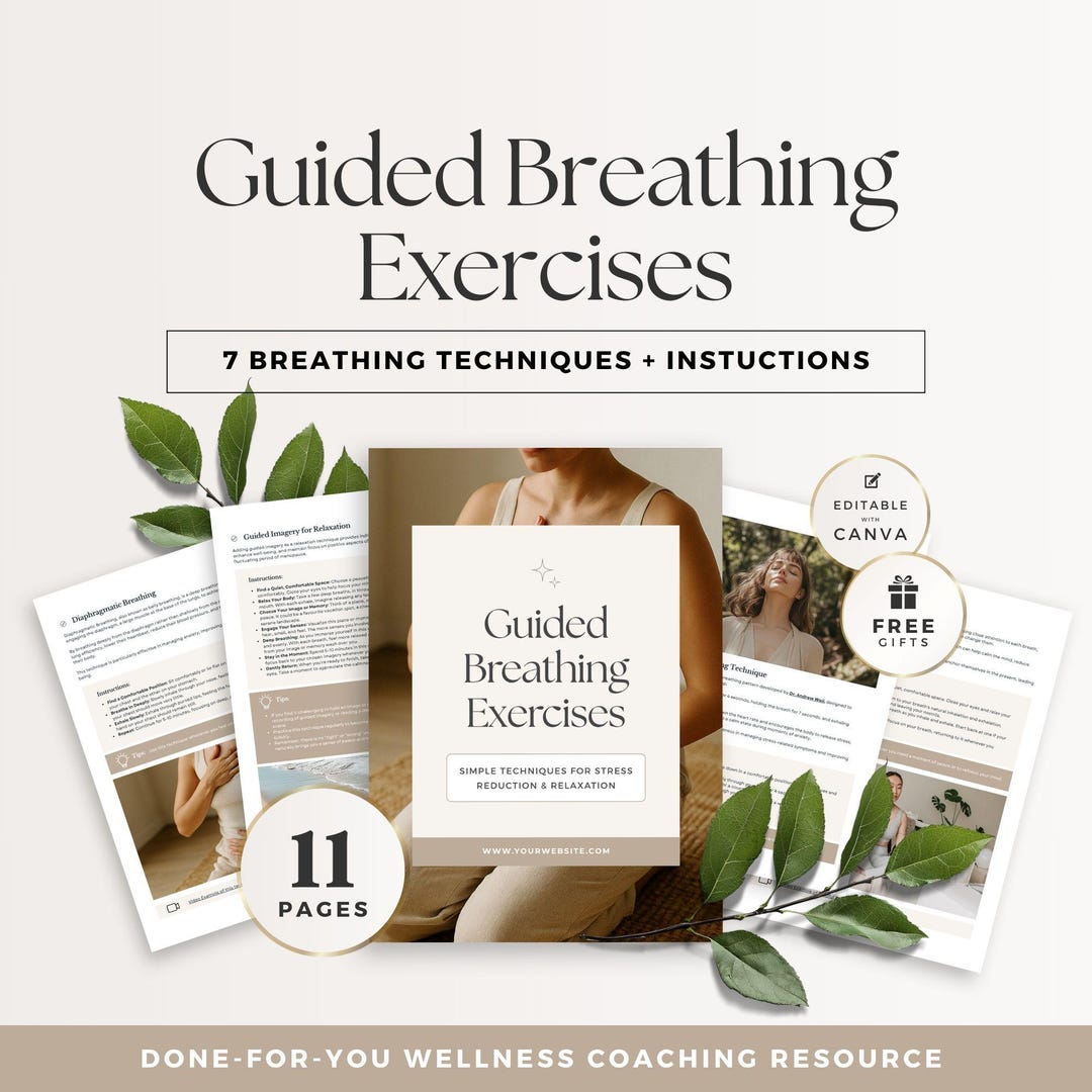 Breathwork Guide Canva Template, Guided Breathing Exercises for Nervous ...