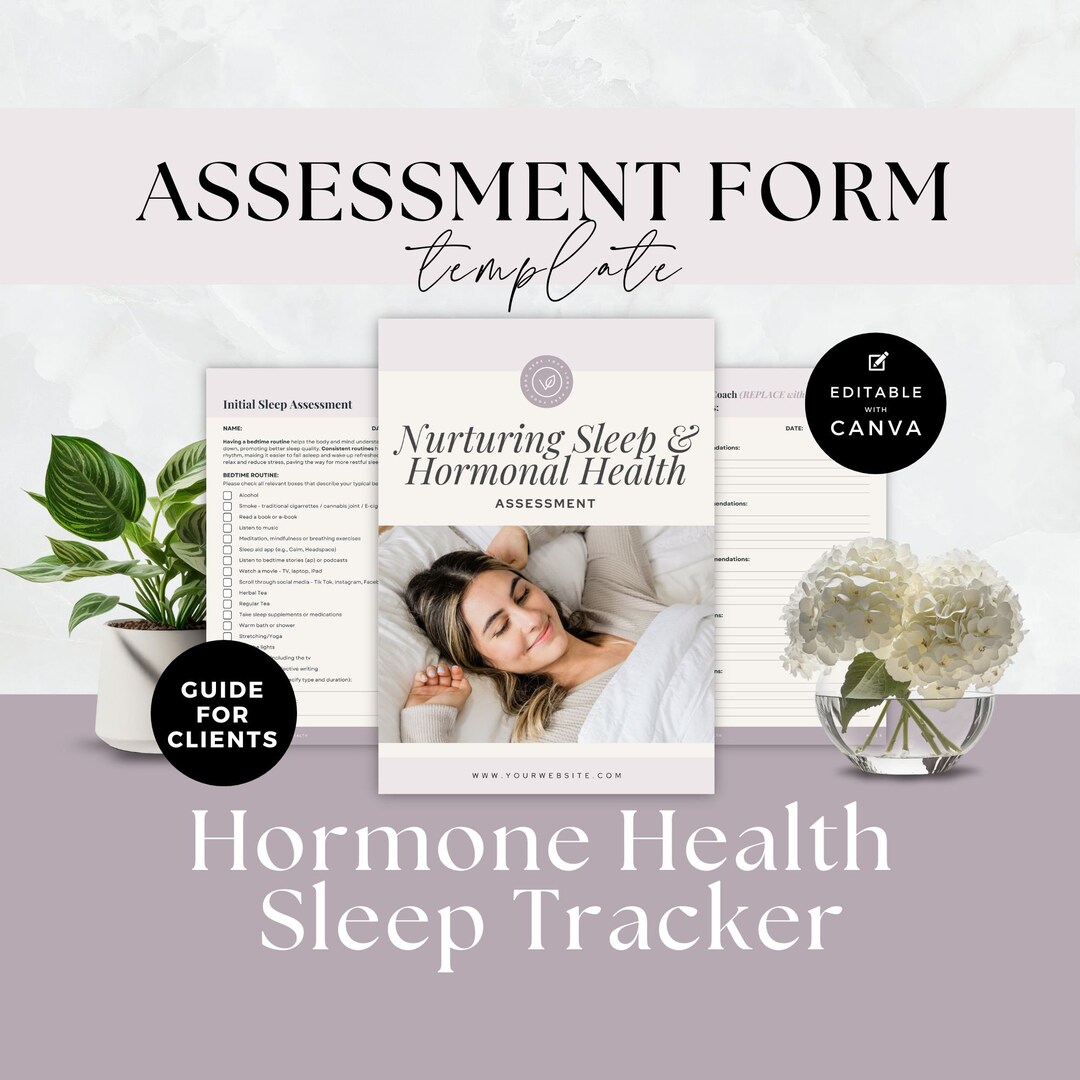 Sleep Tracker and Journal, Hormone Health Assessment Form Template ...