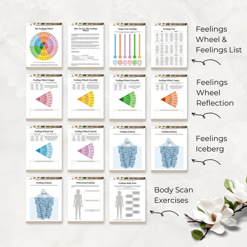 Feelings Wheel Workbook, Life Coaching Worksheets, Ideal for Client ...