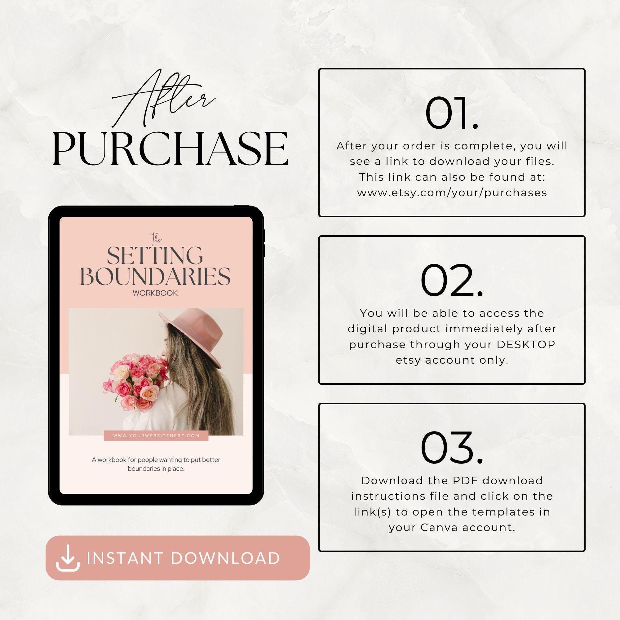 Setting Boundaries Worksheets, Coaching Workbook Template Canva ...