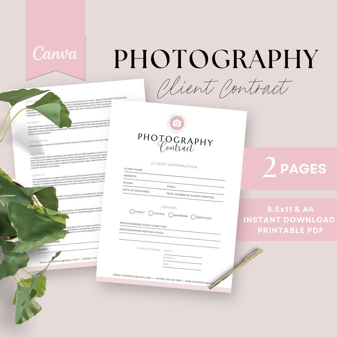 Modelo de contrato de fotógrafo Canva, contratos de fotografia para ...