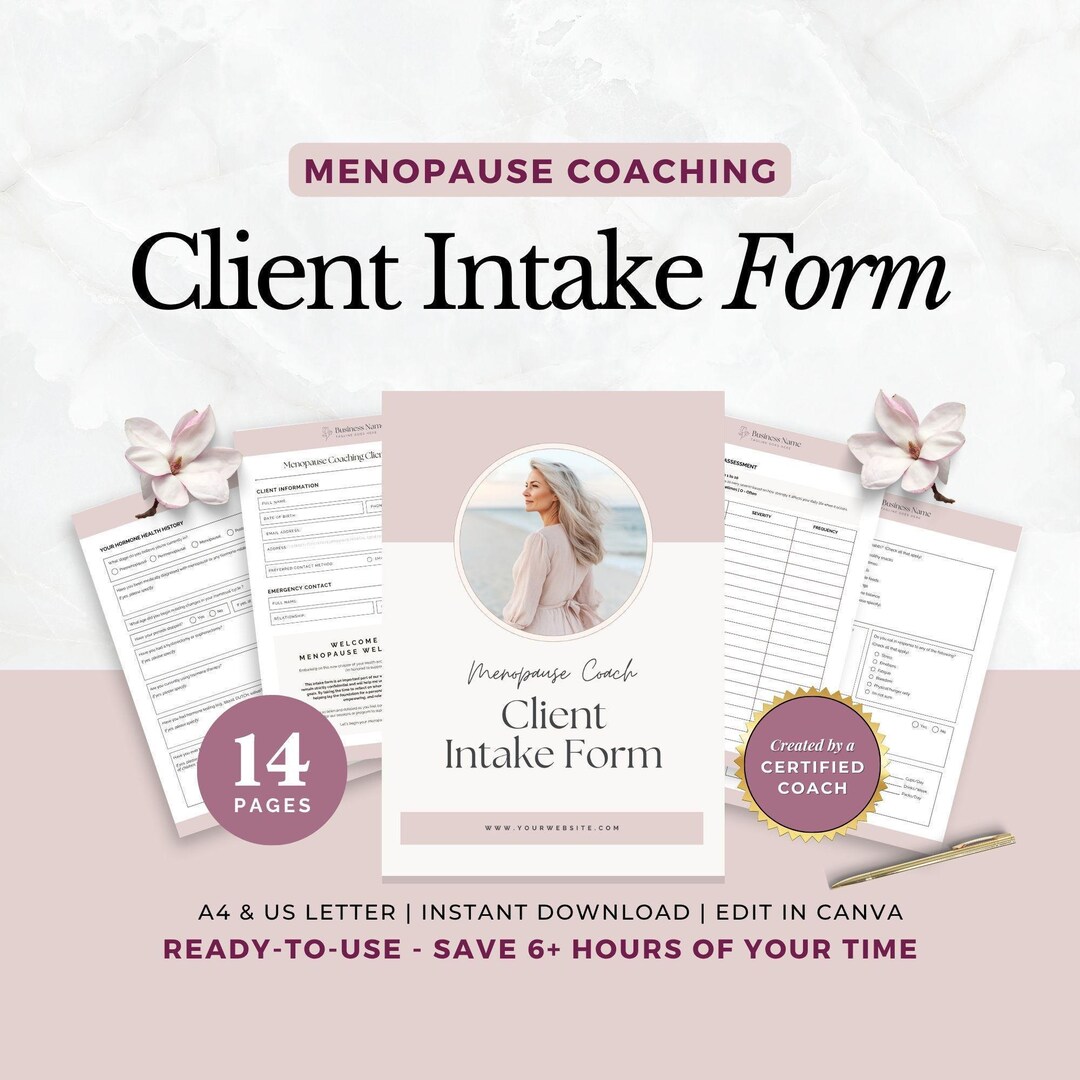 Menopause Coach Intake Form Editable Canva Template Client Onboarding ...