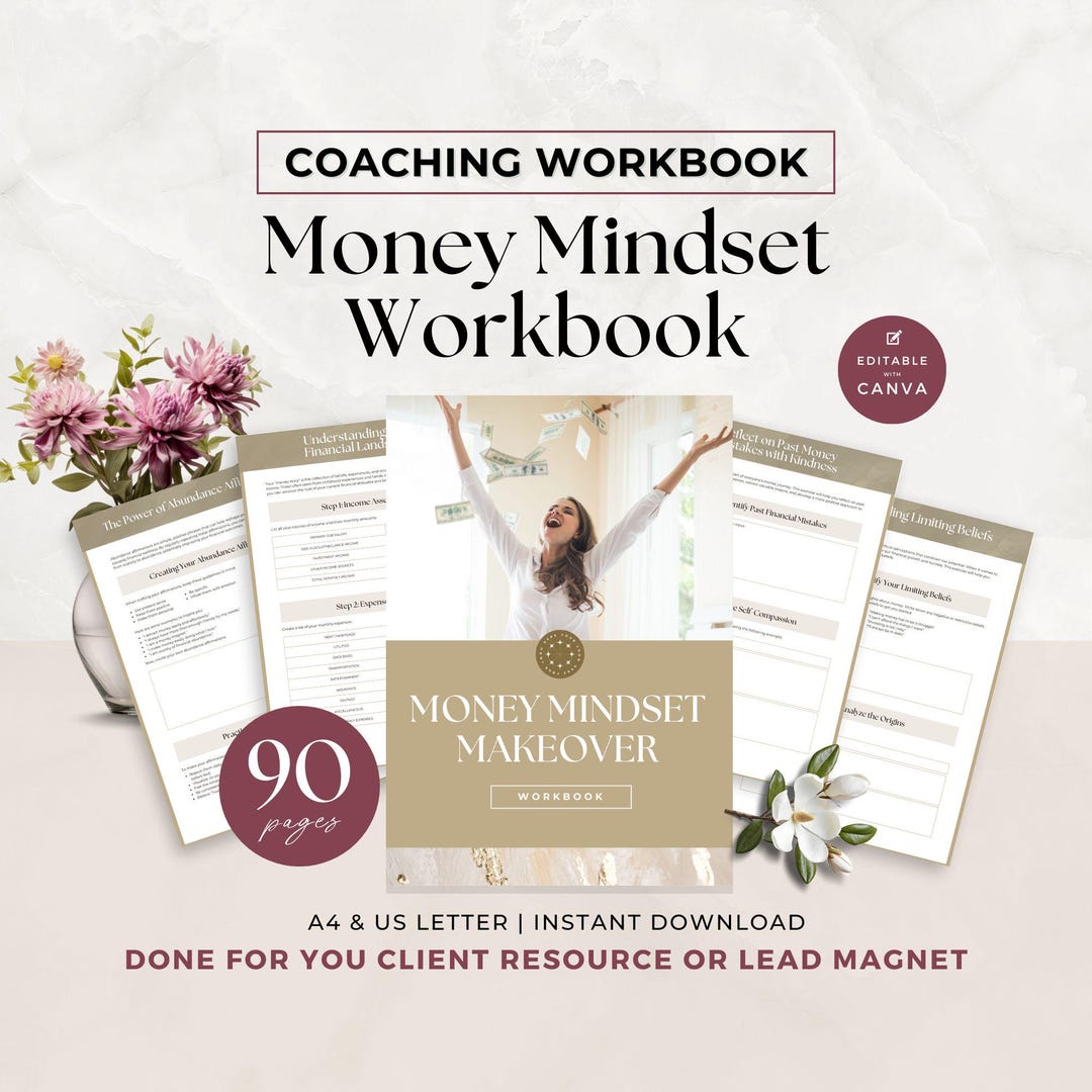 Money Mindset Workbook Template, Editable Canva Lead Magnet for Coaches ...