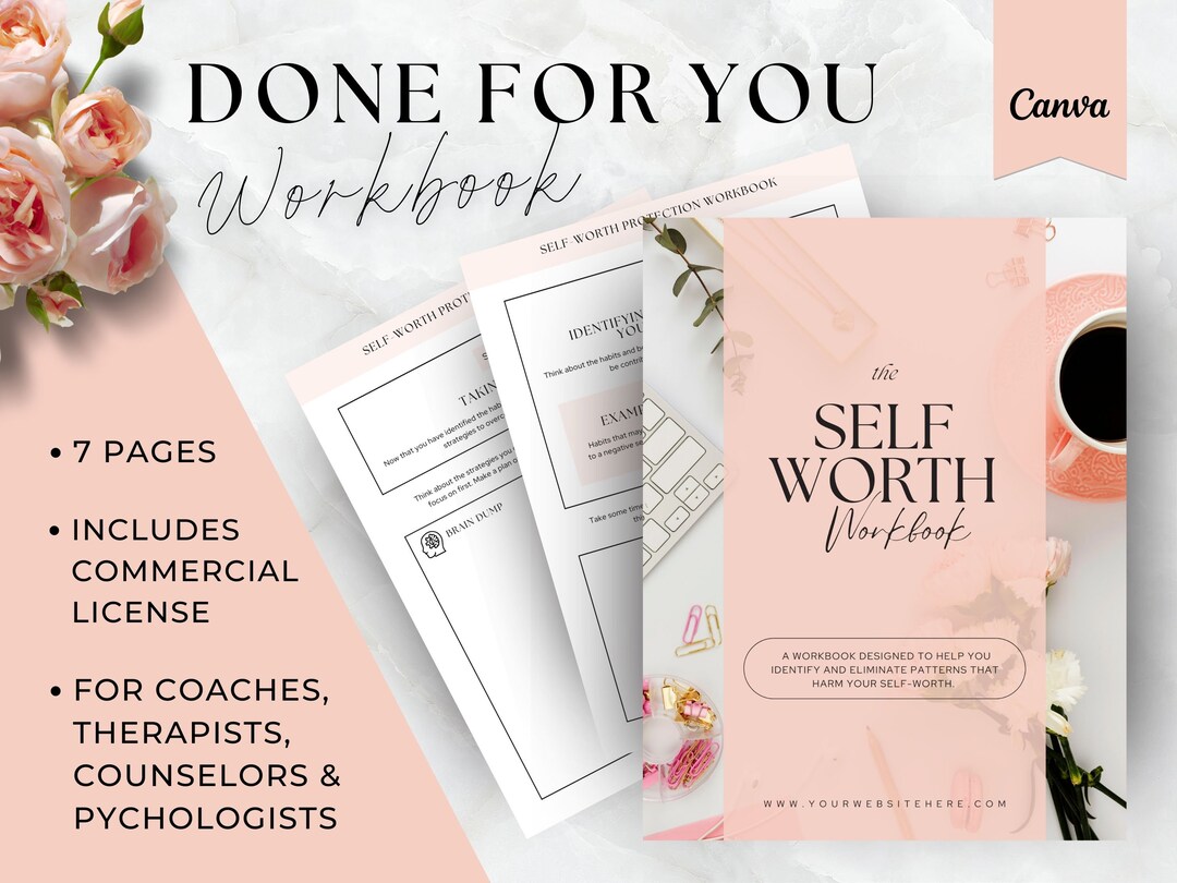 Self-worth Workbook Coaching Worksheet Template Canva Done - Etsy