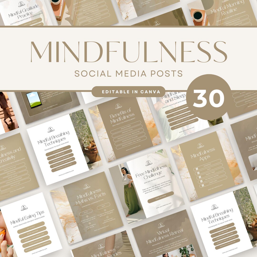Mindfulness Instagram Templates for Coaches | 30 Done for You Canva ...