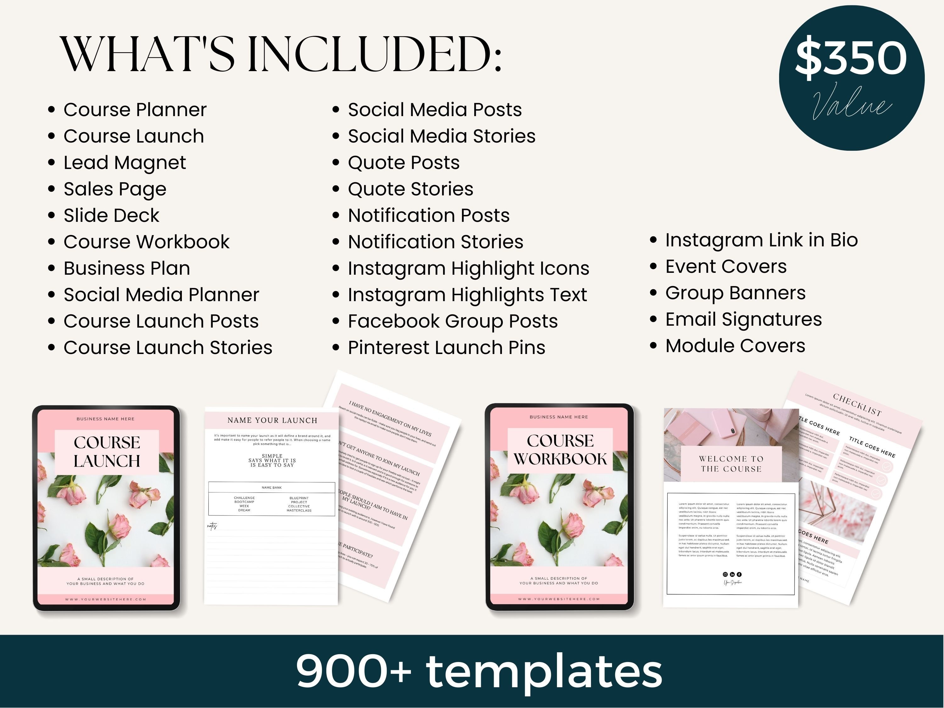 Pink Course Creator Canva Templates Online Course Coach - Etsy
