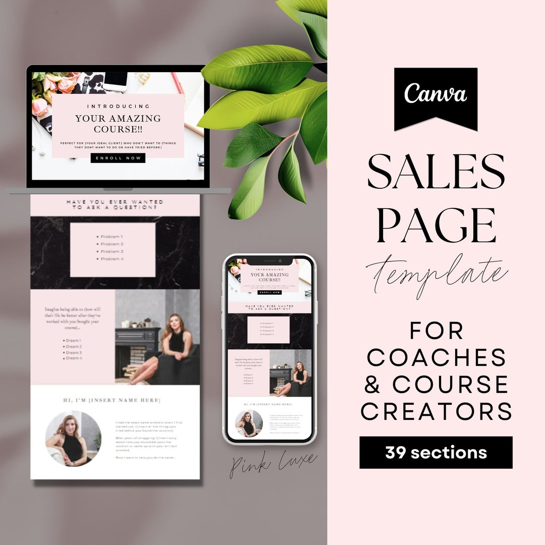 Online Course Sales Page Template Canva Canva Coaching Sales - Etsy