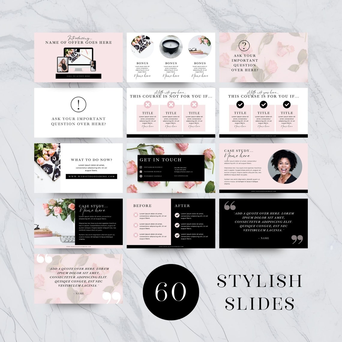 Course Slide Deck Template, Slide Deck Template Canva, Webinar Slide ...