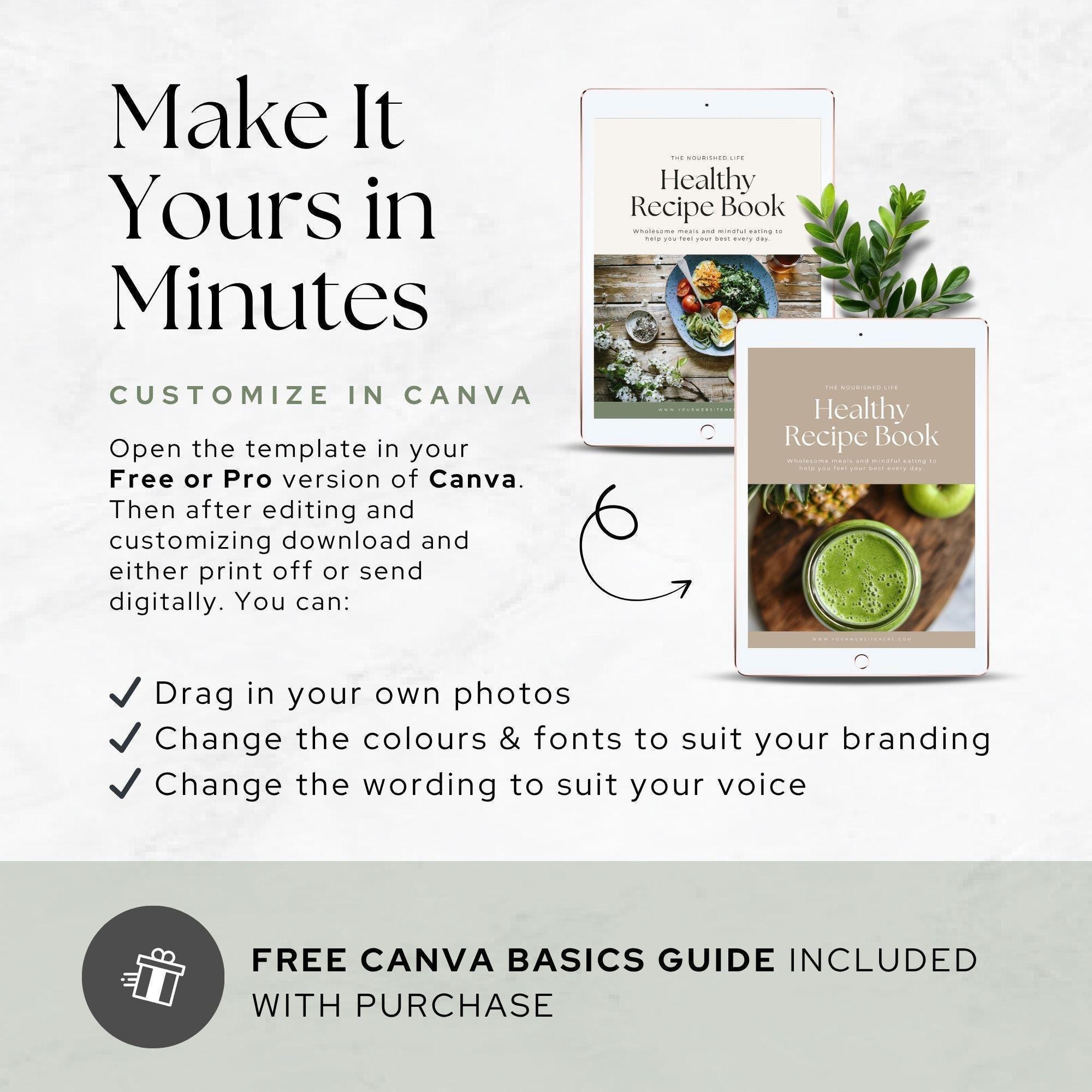 Editable Recipe Book Canva Template for Health Coaches, Nutrition Ebook ...