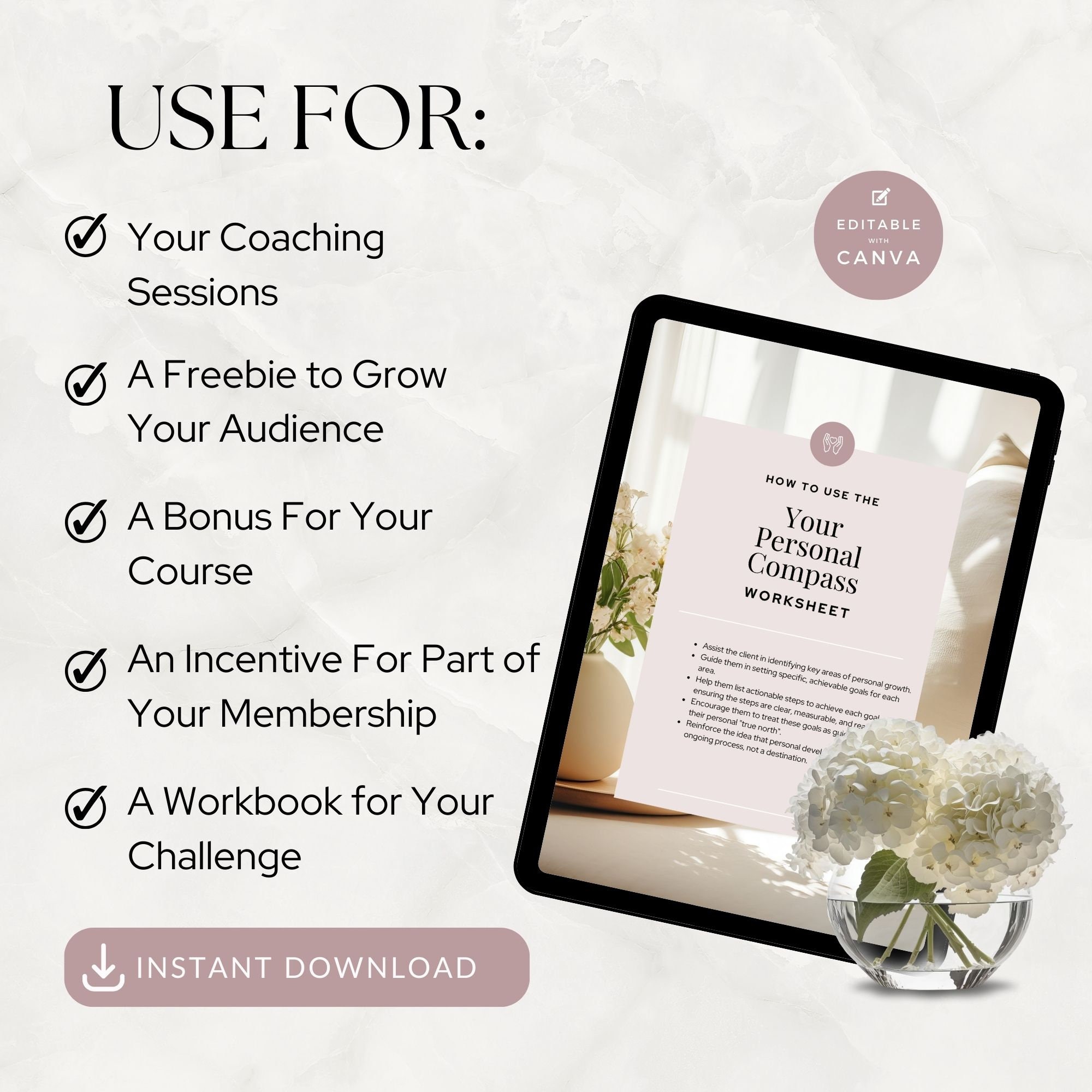 Coaching Worksheet Template, Life Coach Workbook, Self Discovery ...