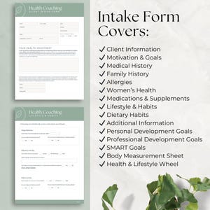 Health Coach Intake Forms, New Client Questionnaire, Wellness Coaching ...