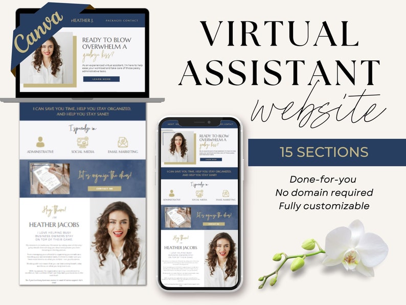 Virtual Assistant Website Canva Template VA Templates - Etsy