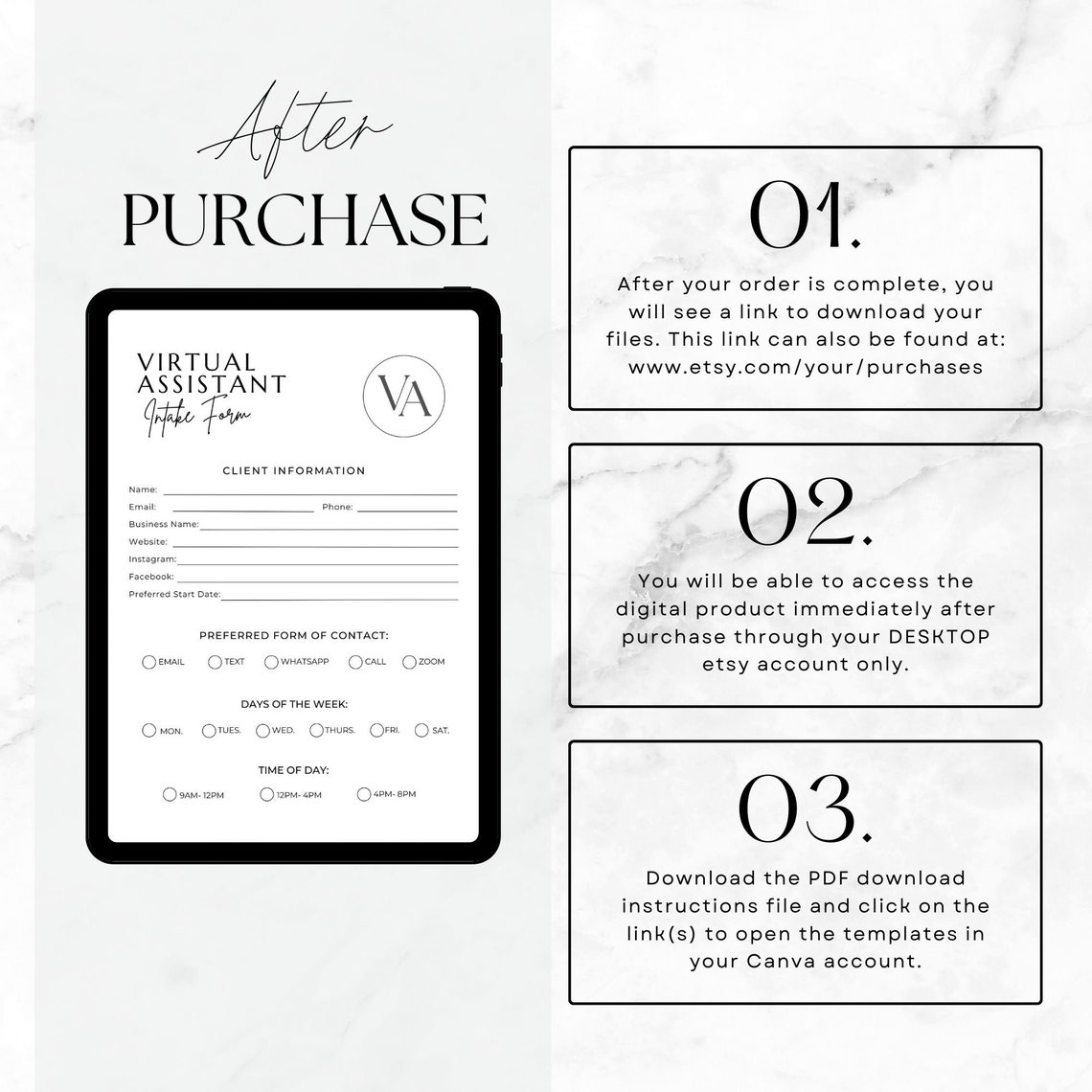 Virtual Assistant Intake Form, Client Onboarding Template, Personal ...