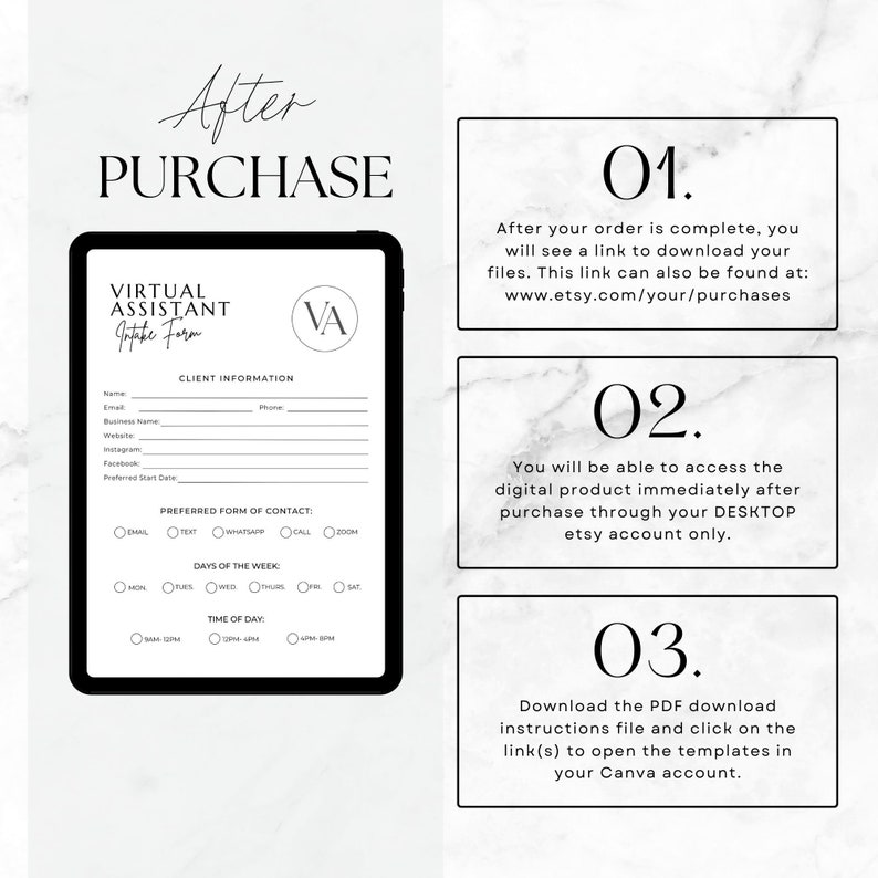 Virtual Assistant Intake Form, Client Onboarding Template, Personal ...