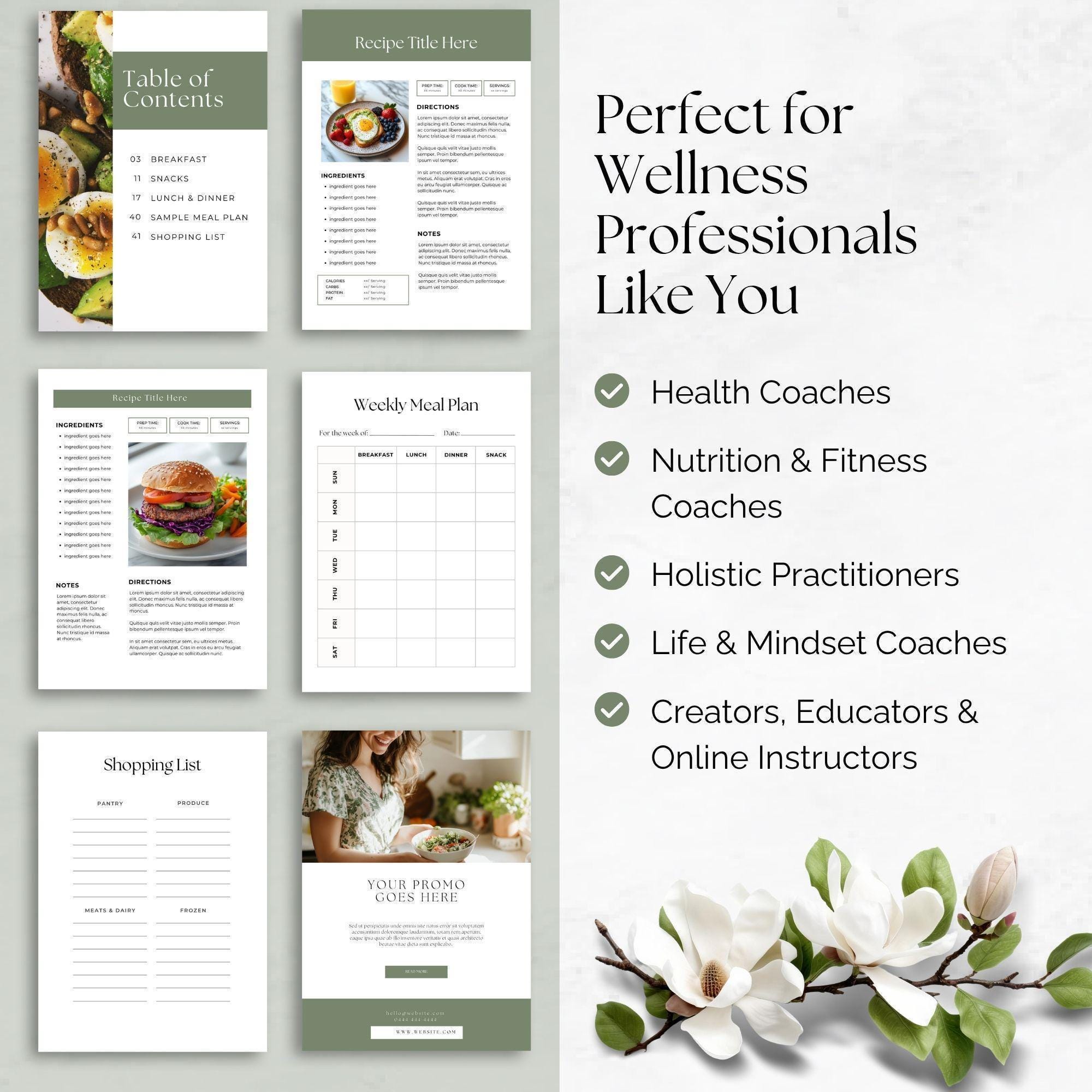 Editable Recipe Book Canva Template for Health Coaches, Nutrition Ebook ...