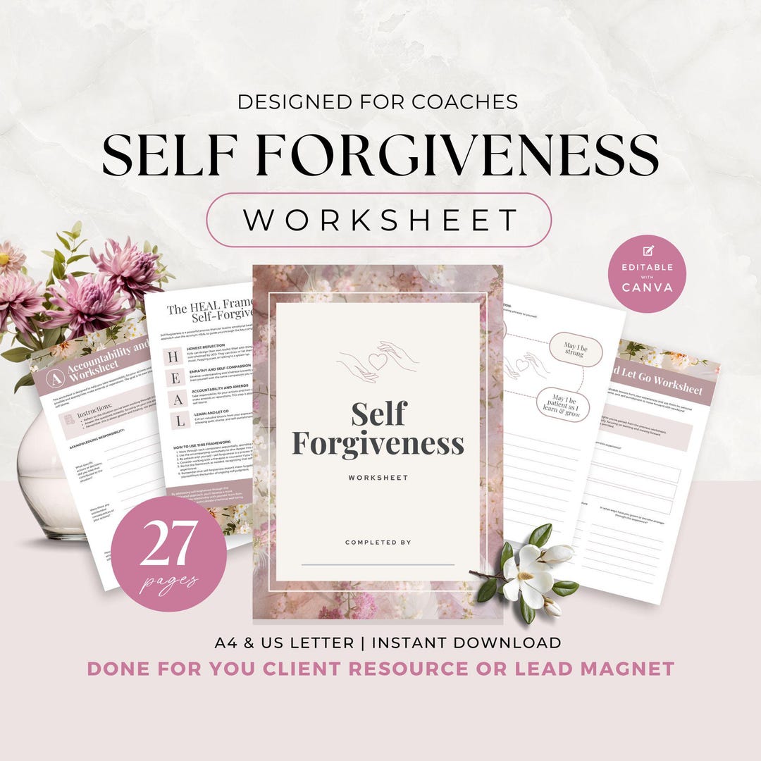 Self Forgiveness Worksheet Template, Done for You Resource for Coaches ...