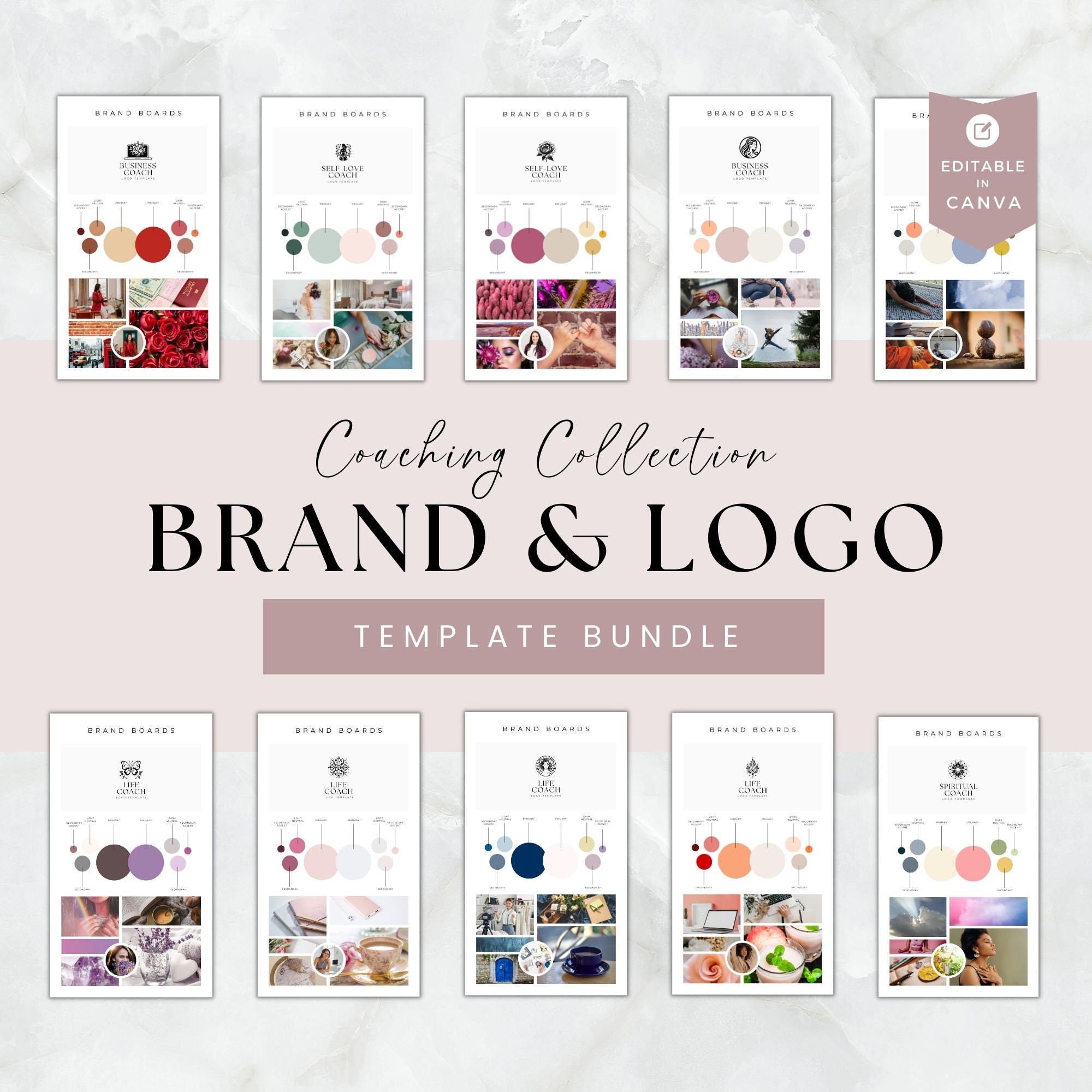 21 Coaching Logo and Brand Board Template Bundle, Business Branding ...